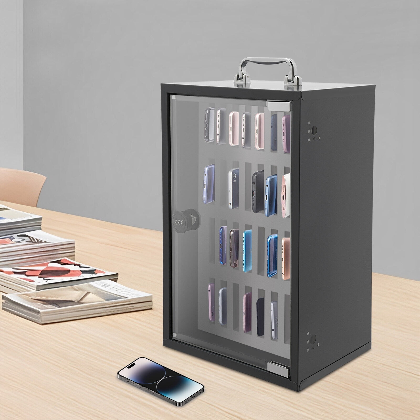 36 Slots Metal Cell Phone Locker Box, Cellphones Storage Cabinet Pocket ...