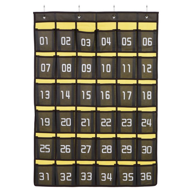 36 Slots Pocket Chart for Classroom, 1pcs Numbered Hanging Organizer ...