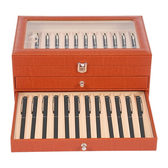 Wood Pen Display Organizer Box 36 Slots ,Glass Top - Walmart.com