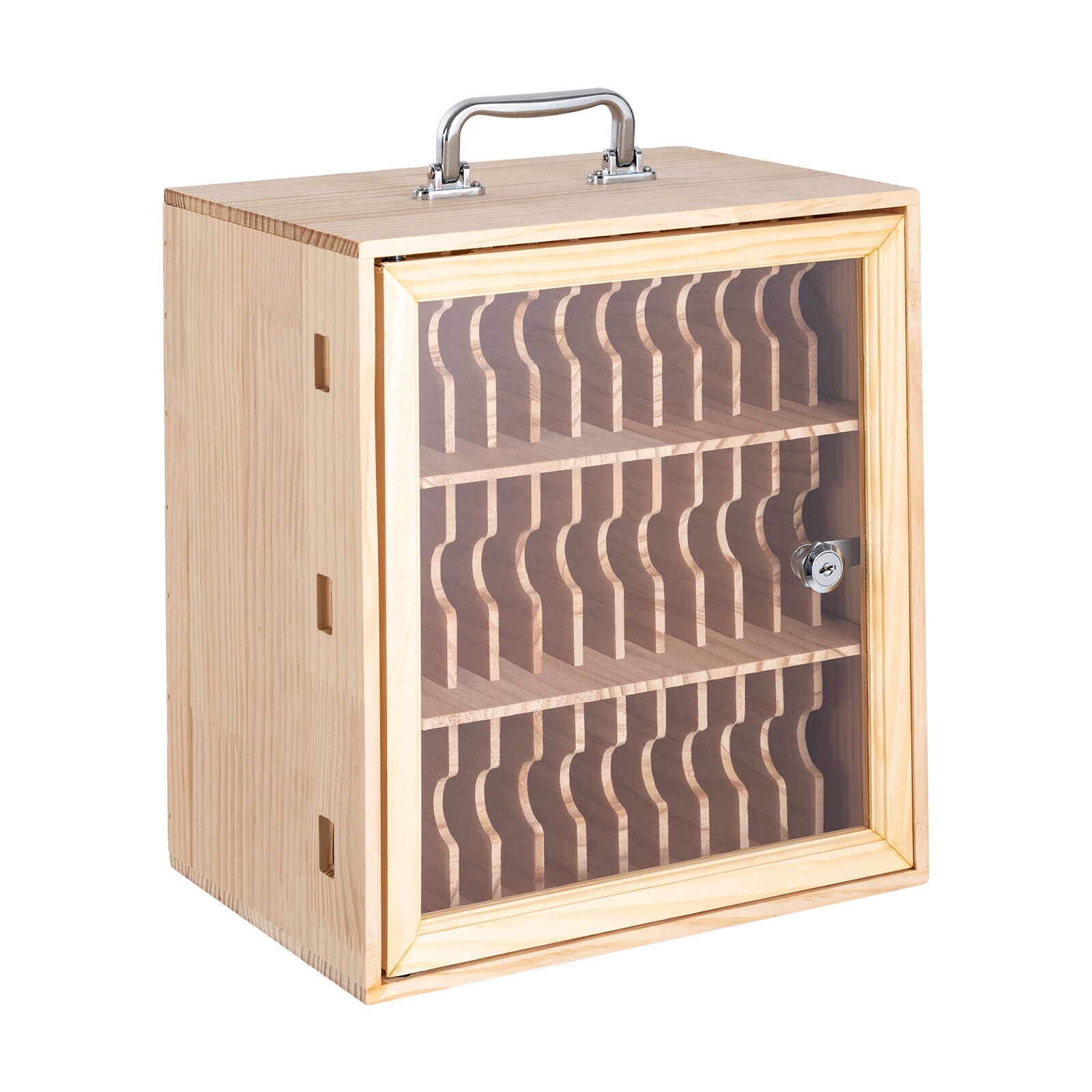 36 Slots Wooden Cell Phone Storage Cabinet Acrylic Cell Phone Locker ...