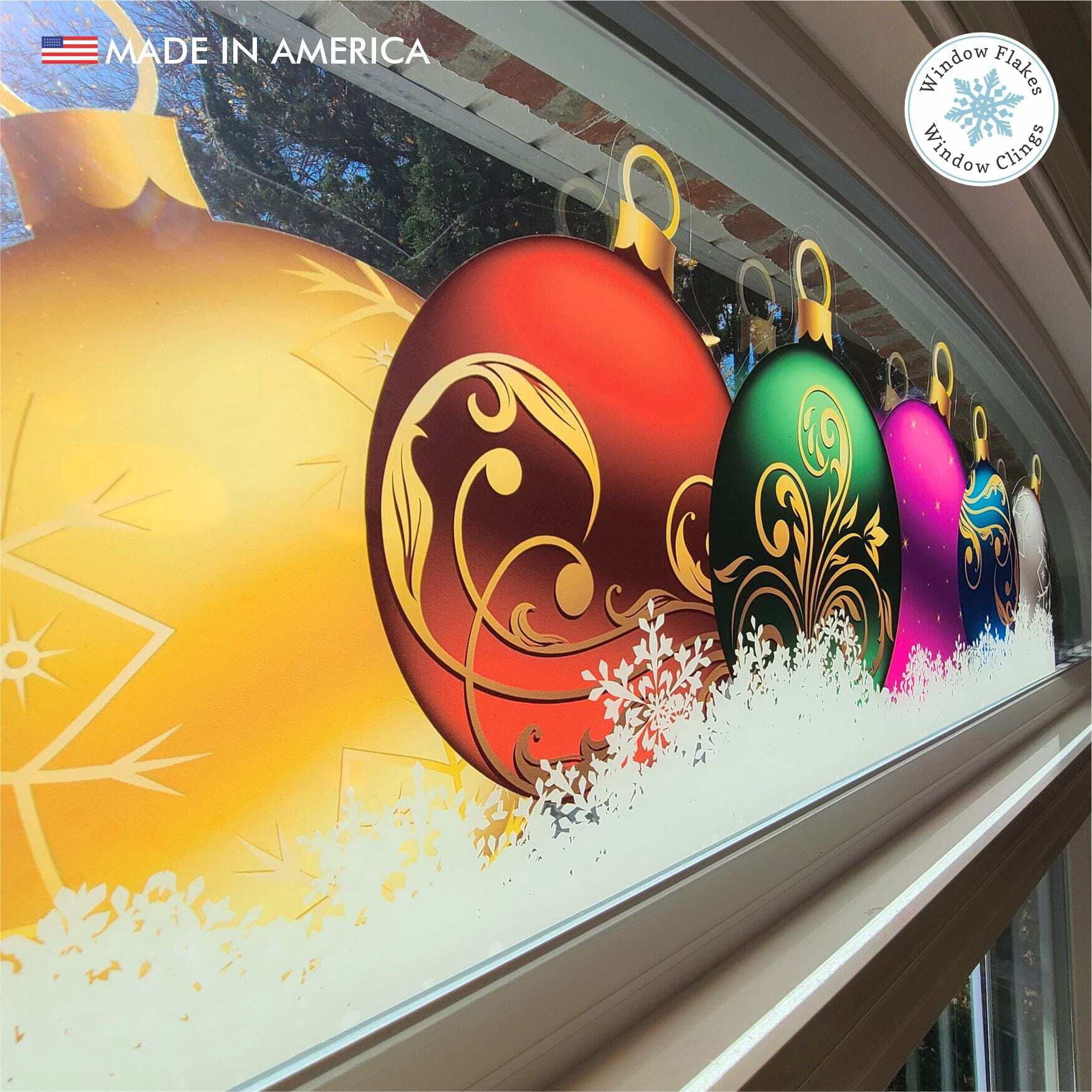 Window Flakes 36-Inch Snowy Ornament Border Christmas Window Cling ...