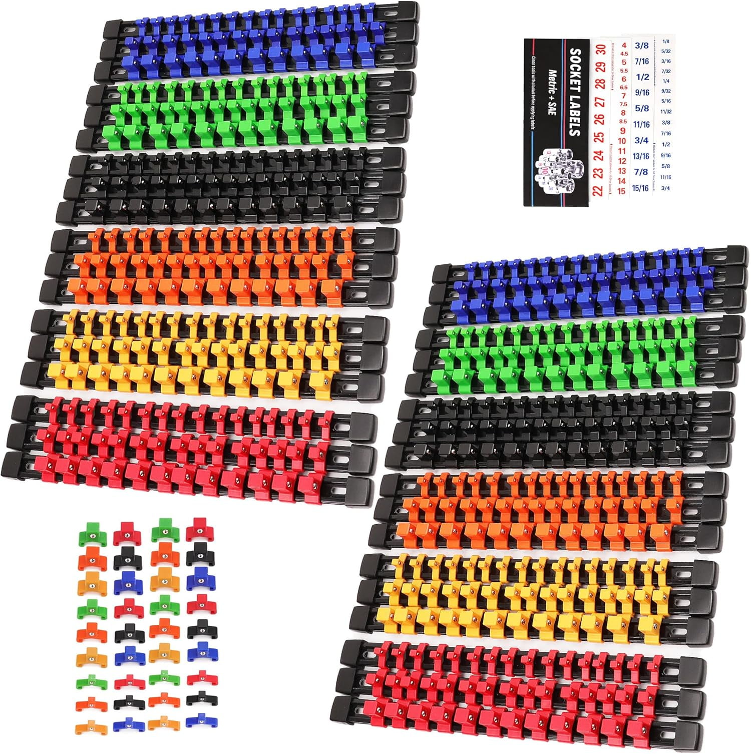 36- Socket Organizer, 1/4-Inch x 192 Clips, 3/8-Inch x 180 Clips, 1/2 ...