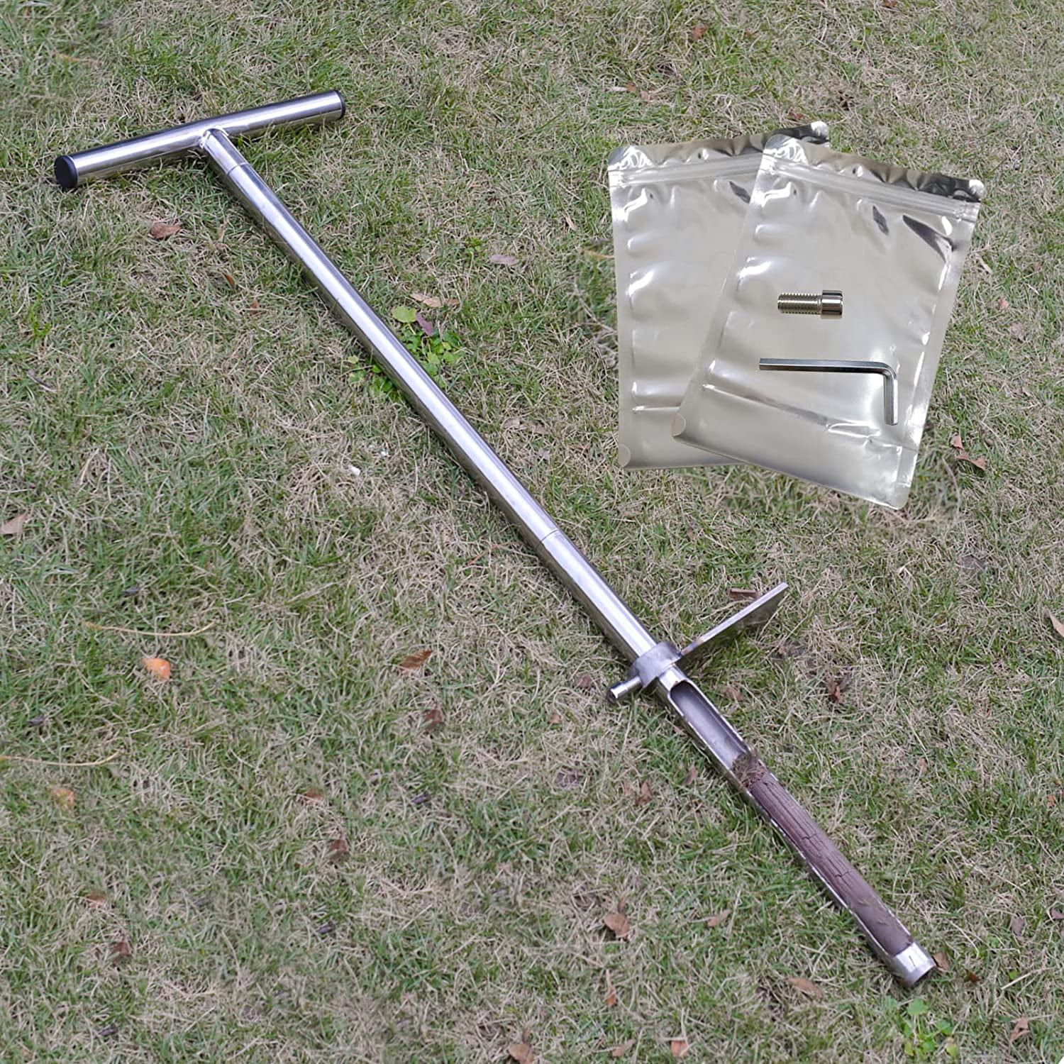 36" Soil Probe, Stainless Steel Soil Sampler Probe with Foot Pedal and ...