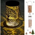 36" Solar Wind Chimes Hanging Lights Outdoor Detachable Led Lantern ...