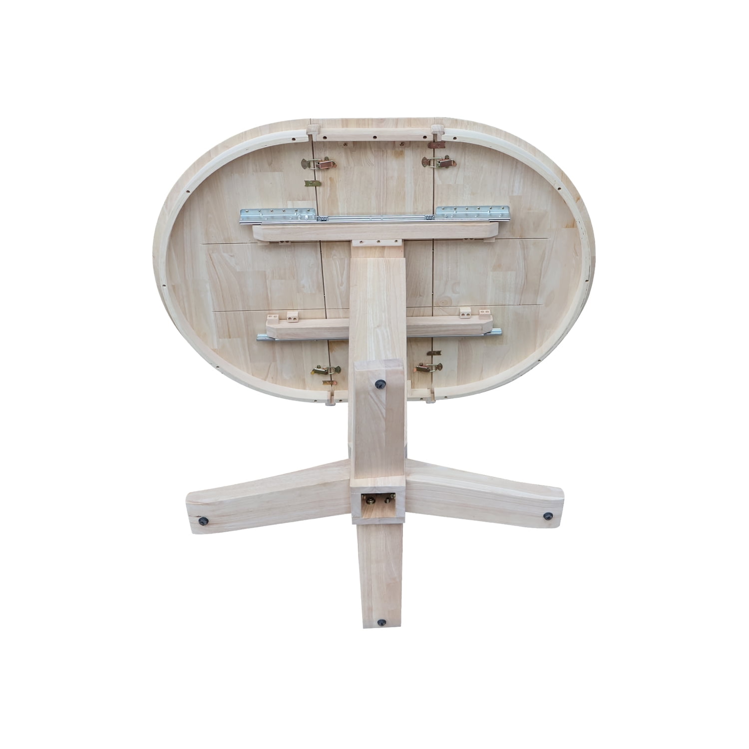 36" Solid Wood Round Counter Height Extension Table with 12" Leaf and 4 ...