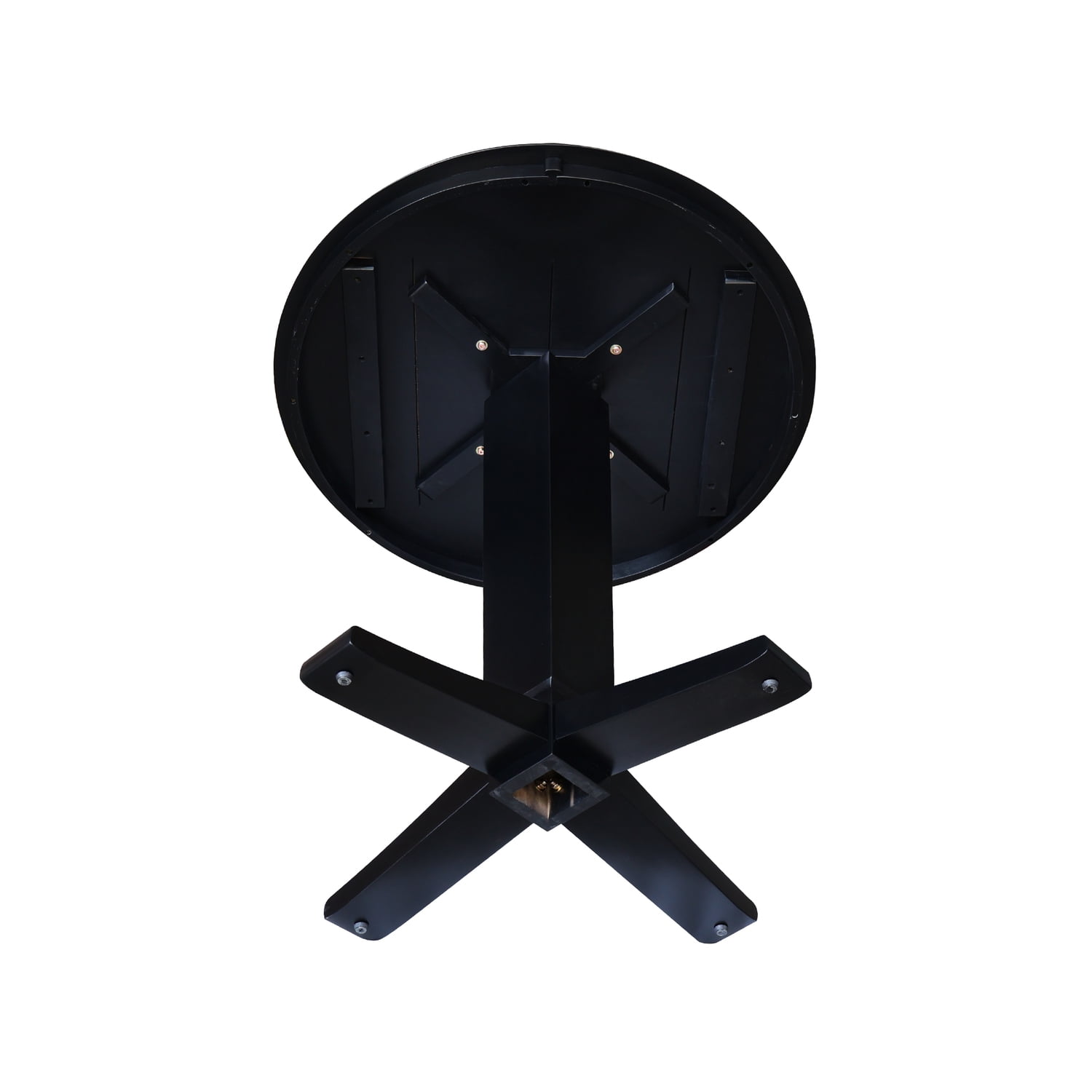 36" Solid Wood Round Top Counter Height Pedestal Dining Table in Black ...