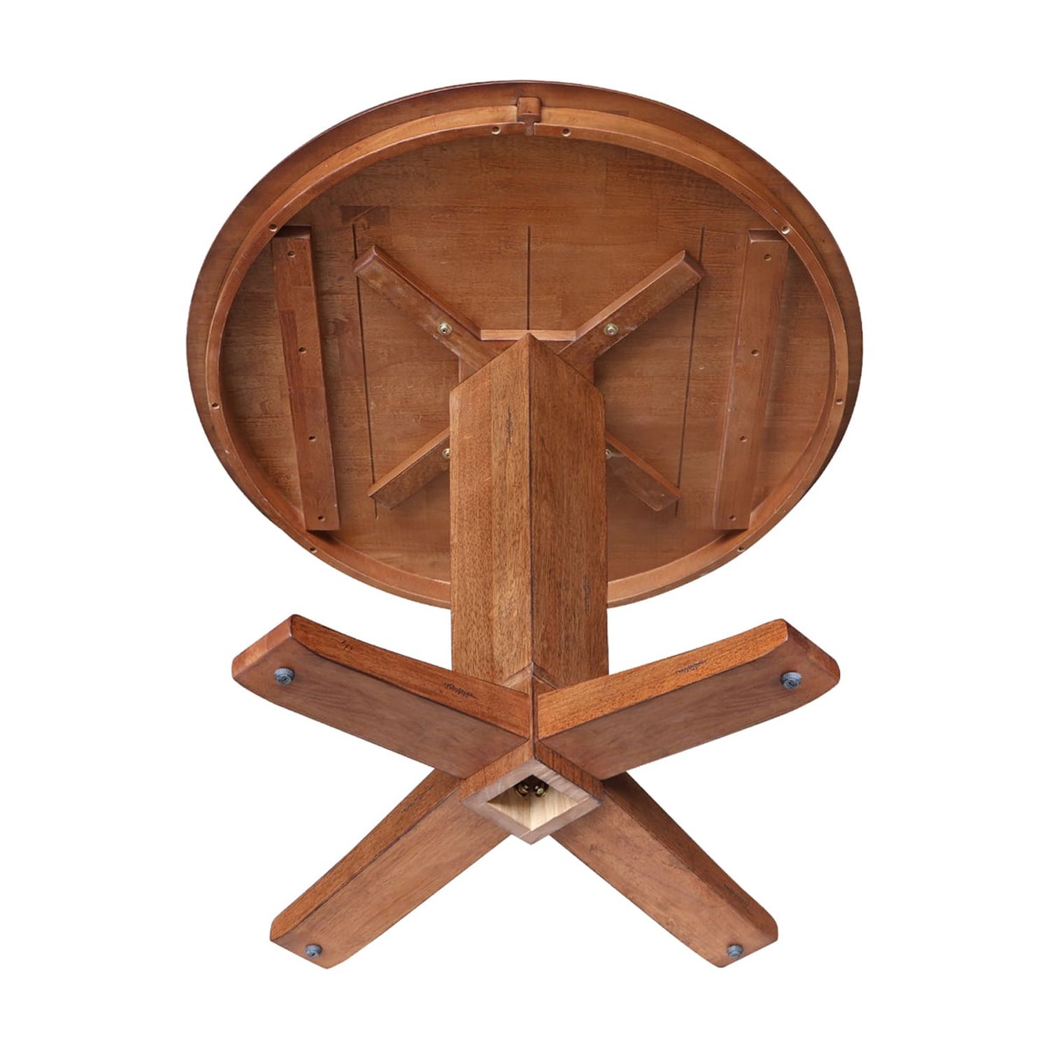 36" Solid Wood Round Top Pedestal Dining Table in Distressed Oak ...