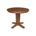 36" Solid Wood Round Top Pedestal Dining Table in Distressed Oak ...