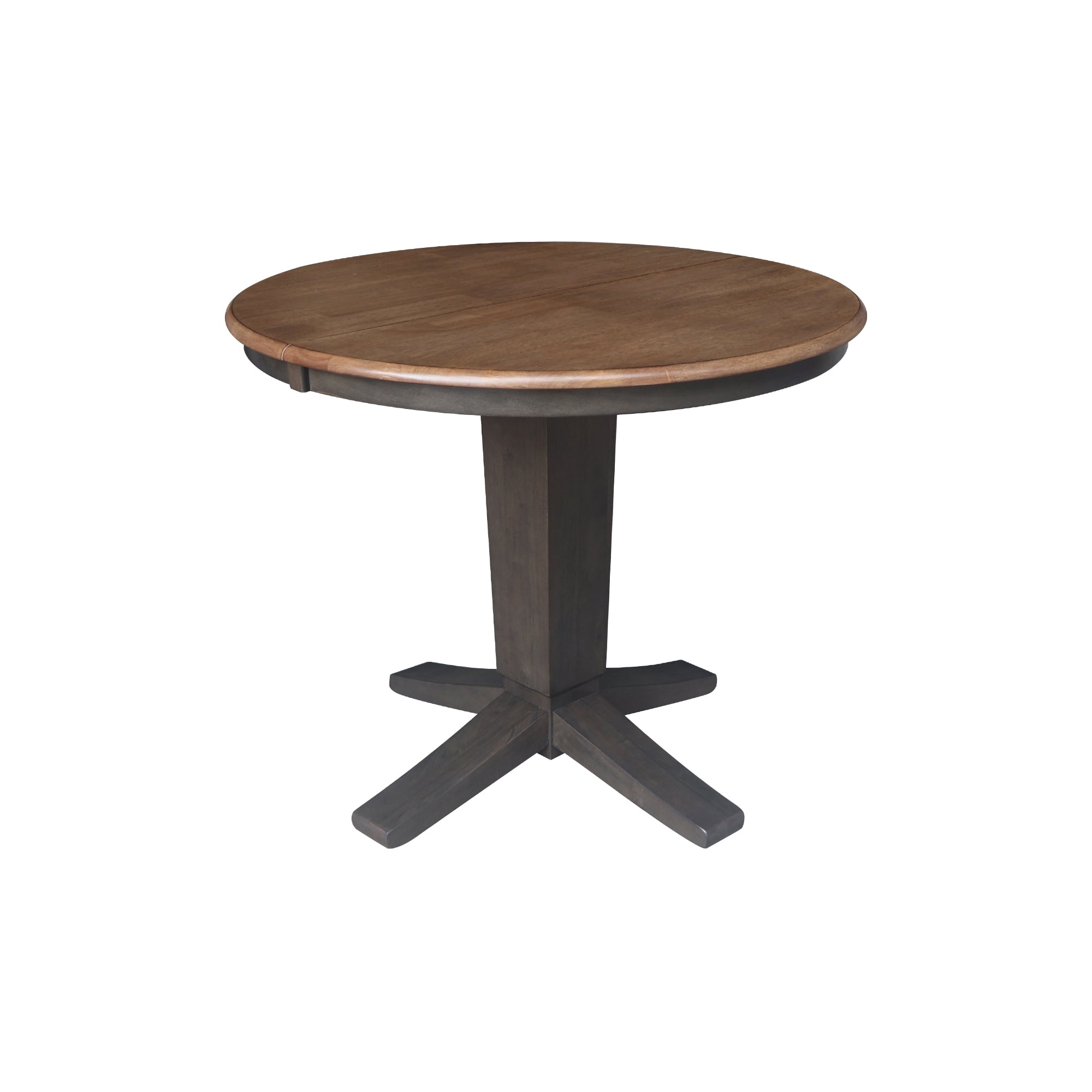 36" Solid Wood Round Top Pedestal Dining Table with 12" Leaf - 30.1"H ...