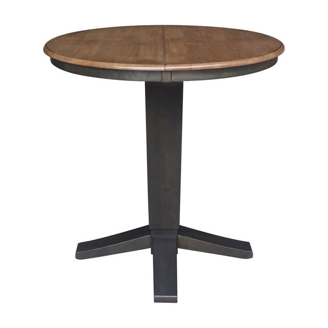36" Solid Wood Round Top Pedestal Dining Table with 12" Leaf - 36.1"H ...