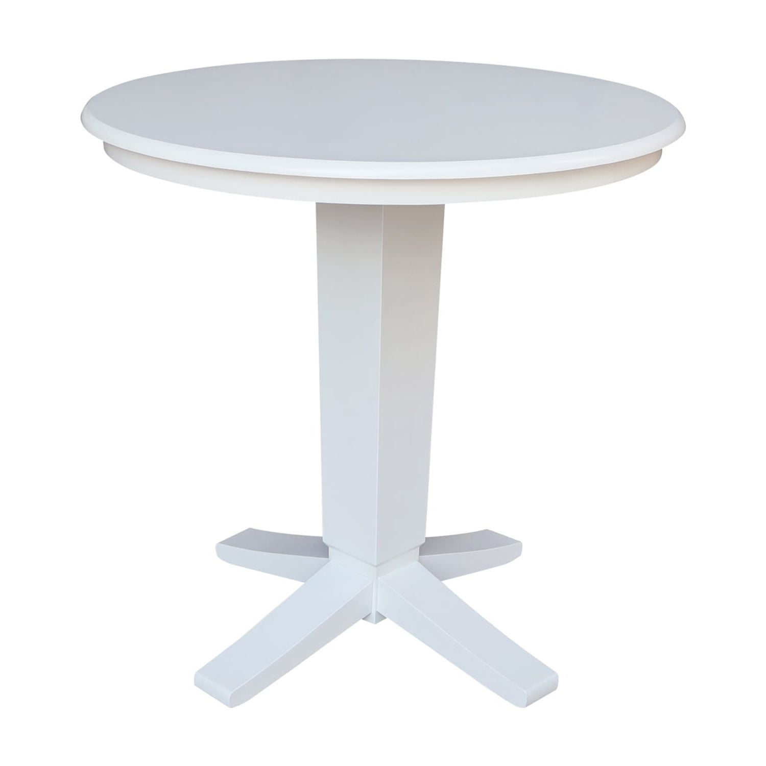 36" Solid Wood Round Top Pedestal Dining Table with 2 Counter Height ...