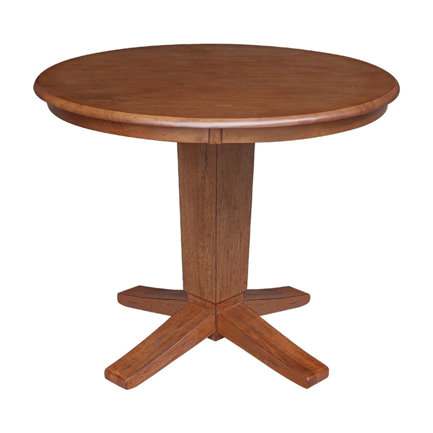 36" Solid Wood Round Top Pedestal Dining Table with 4 Dining Chairs ...