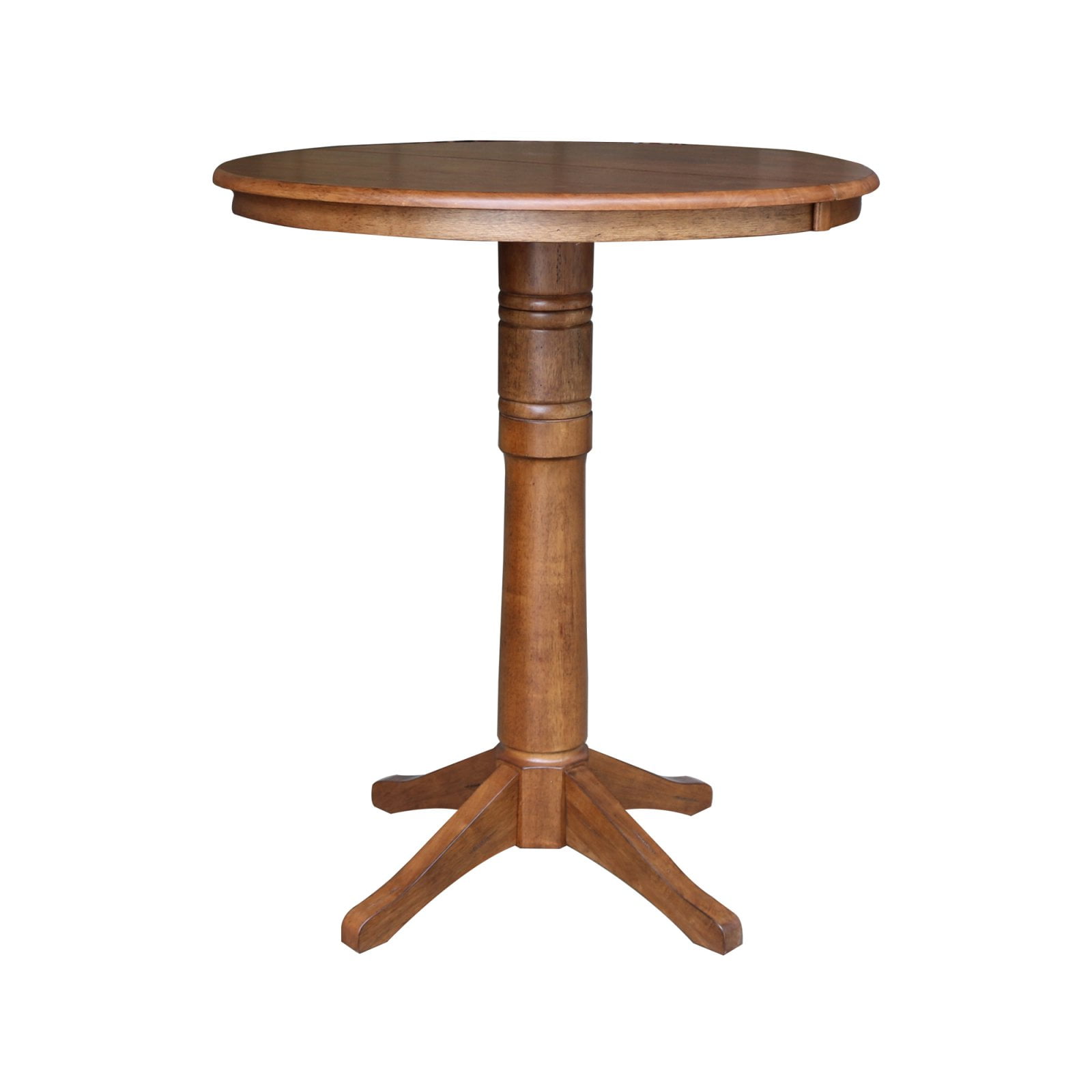 36" Solid Wood Round Top Pedestal Table with 12" Leaf in Oak- 42.1" H ...