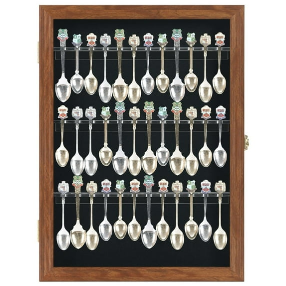 36 Souvenir Tea Spoon Solid Wood Display Case Rack Cabinet with ...