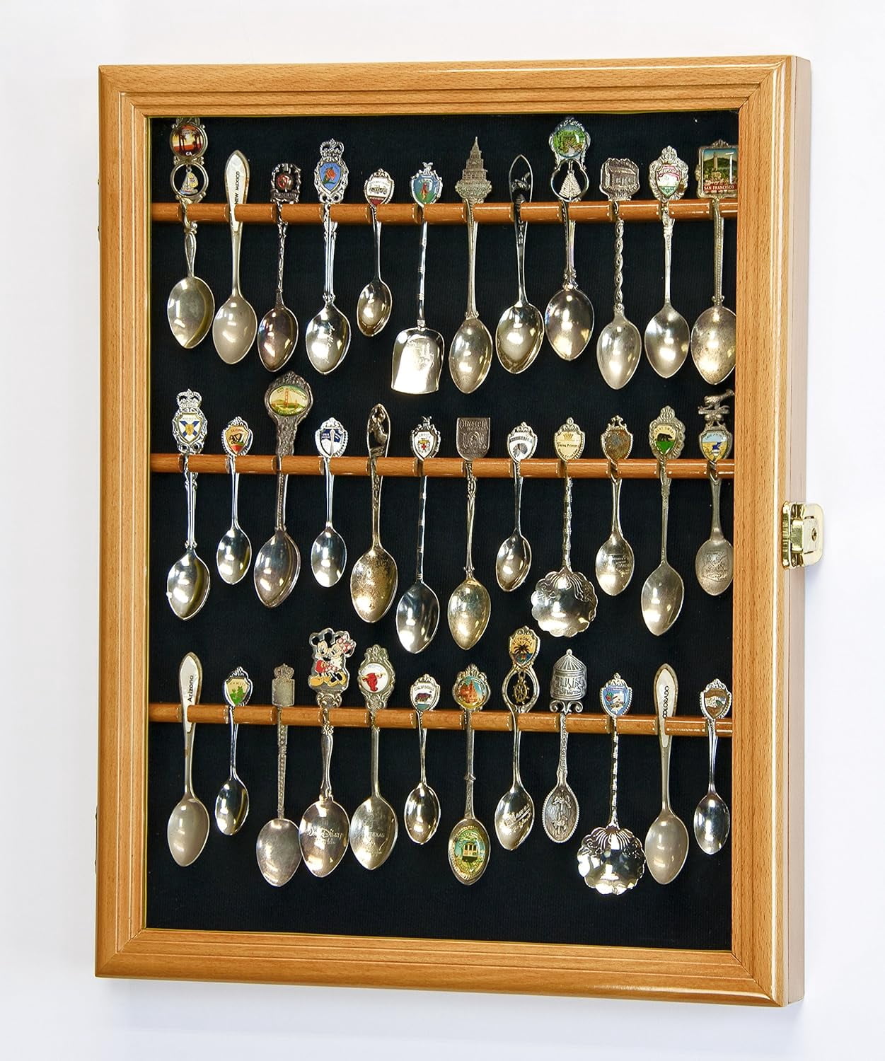 36 Spoon Display Case Wall Rack Cabinet Holder Box 98% UV - Lockable ...