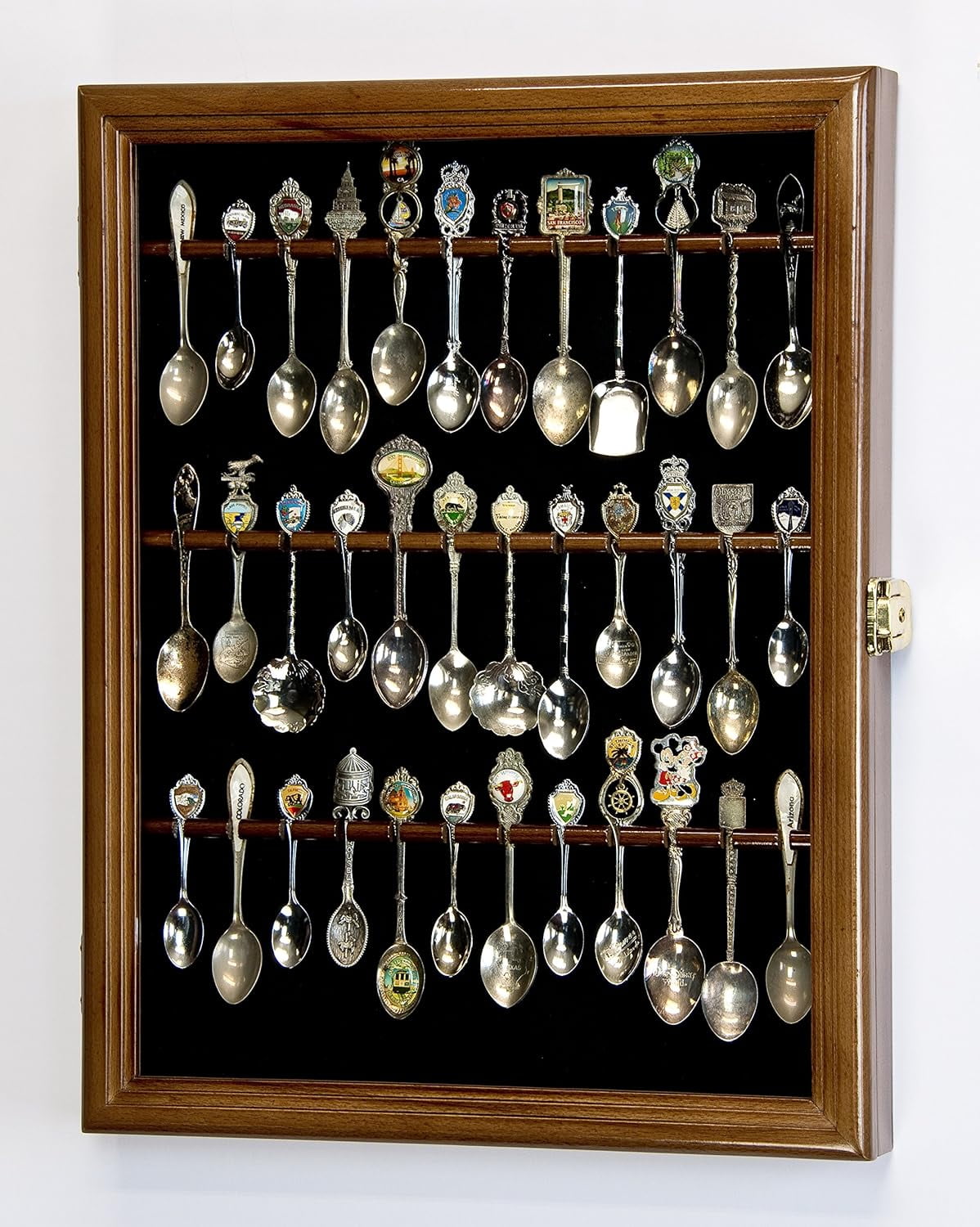 36 Spoon Display Case Wall Rack Cabinet Holder Box 98% UV - Lockable ...