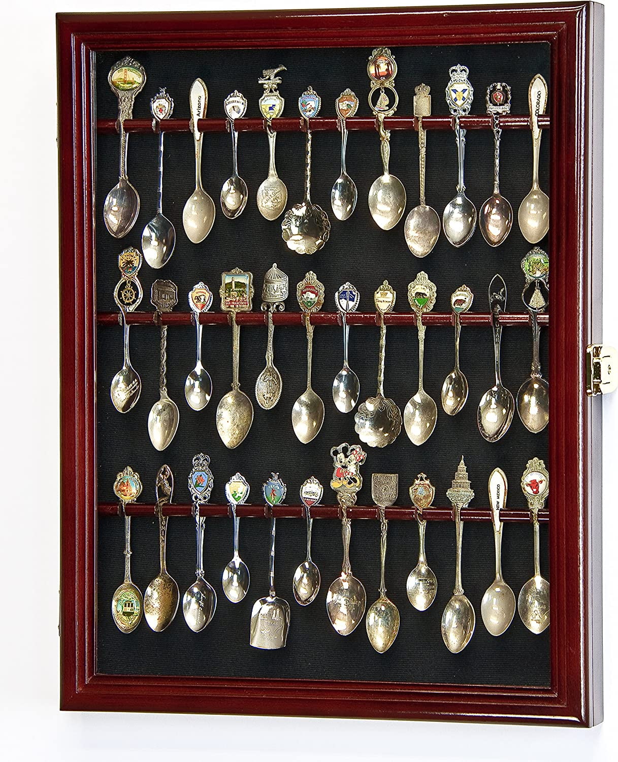 36 Spoon Display Case Wall Rack Cabinet Holder Box 98% UV - Lockable ...