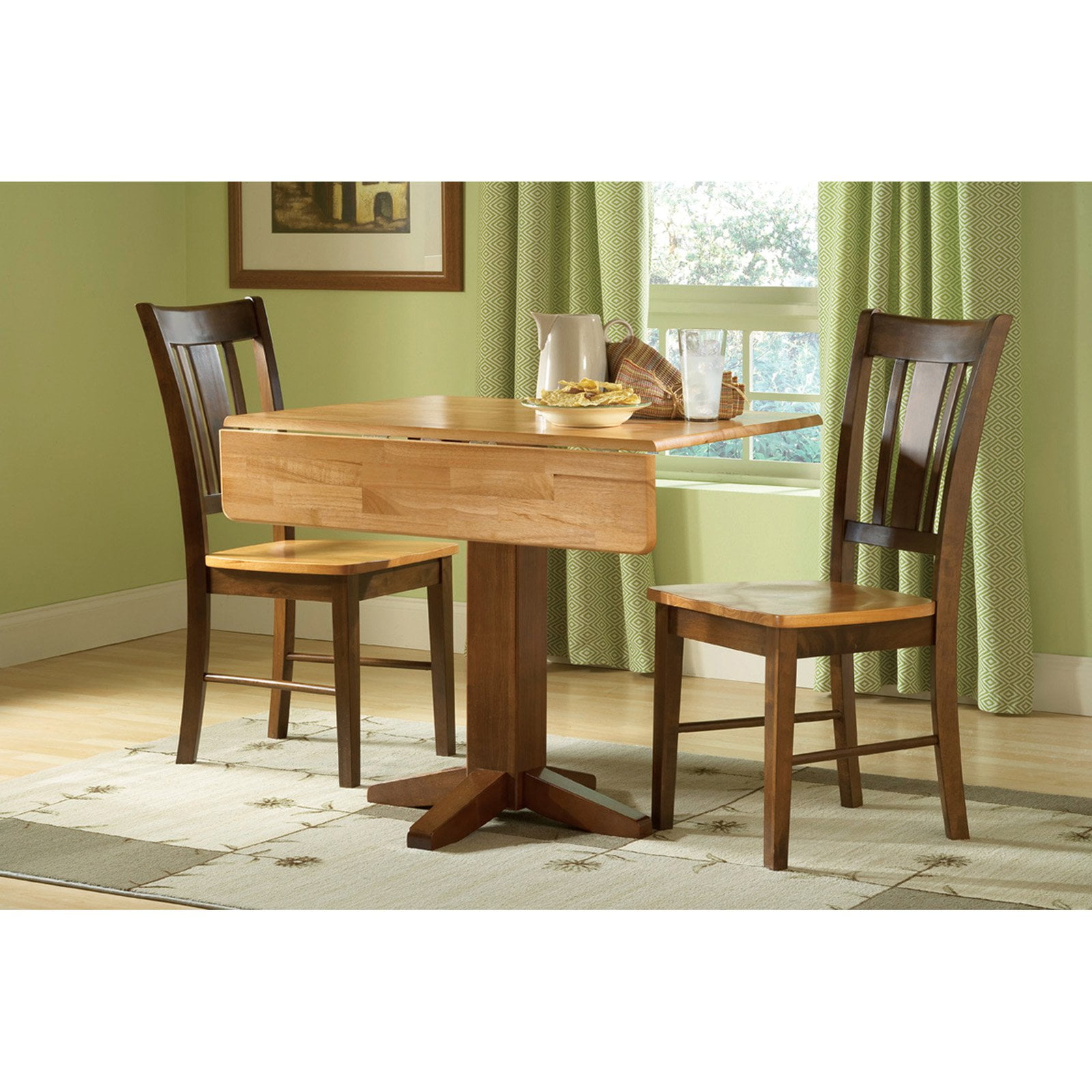 "3 Piece Small Spaces Dining Set: 36"" Dual Drop Leaf Table & 2 San ...