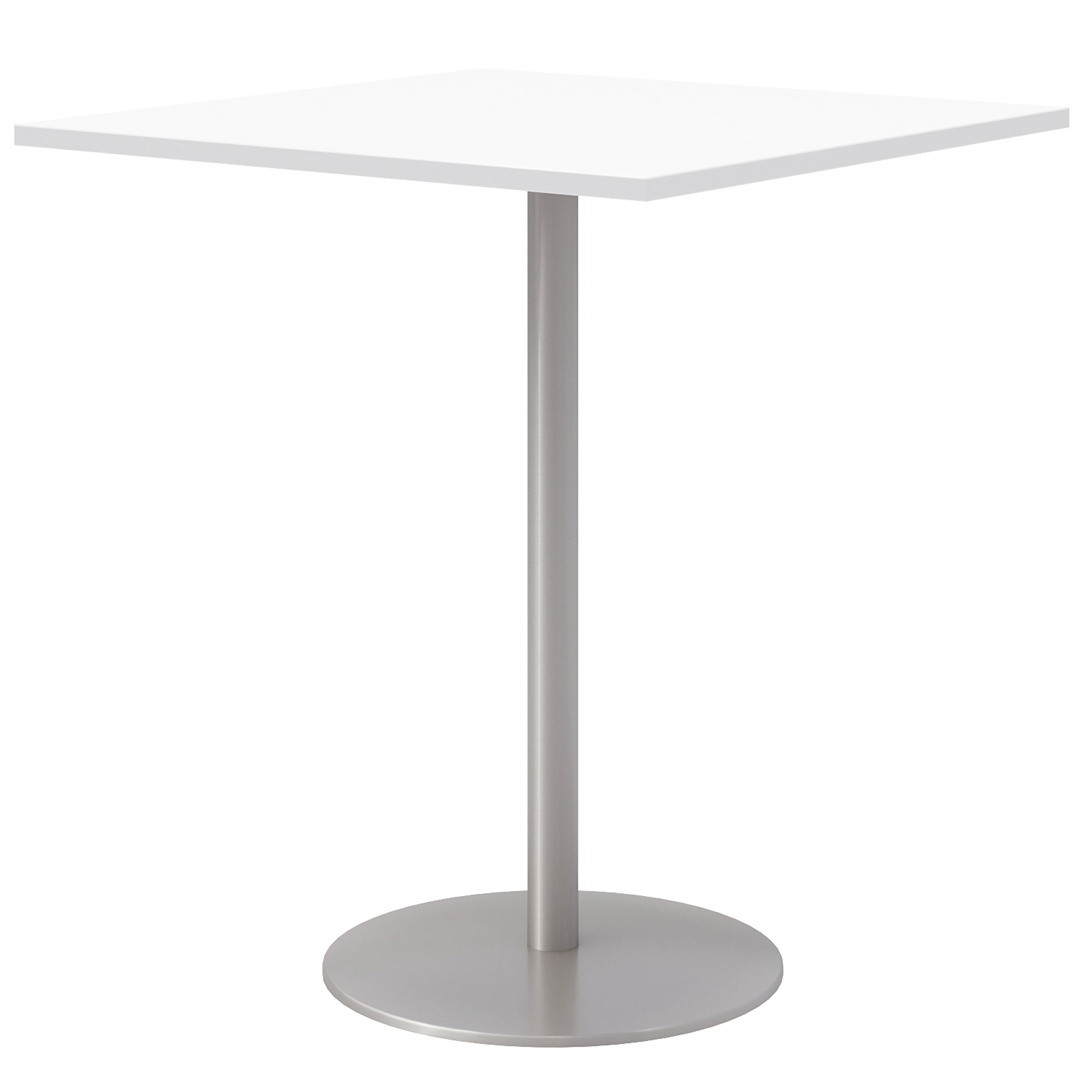 36" Square Pedestal Table - White Top - Silver Base - Bistro Height ...