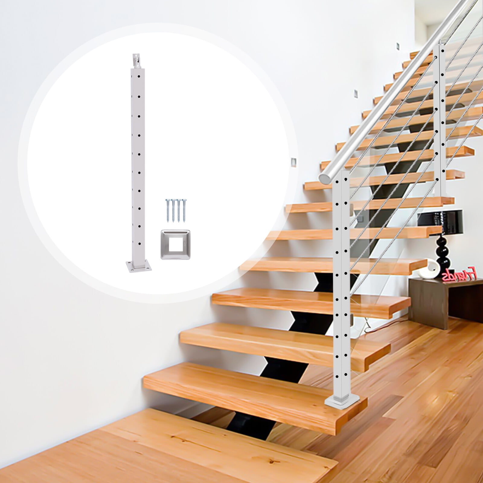 36" Stainless Steel Cable Railing Posts 0-90 Angle Qutdoor Stair Rails ...