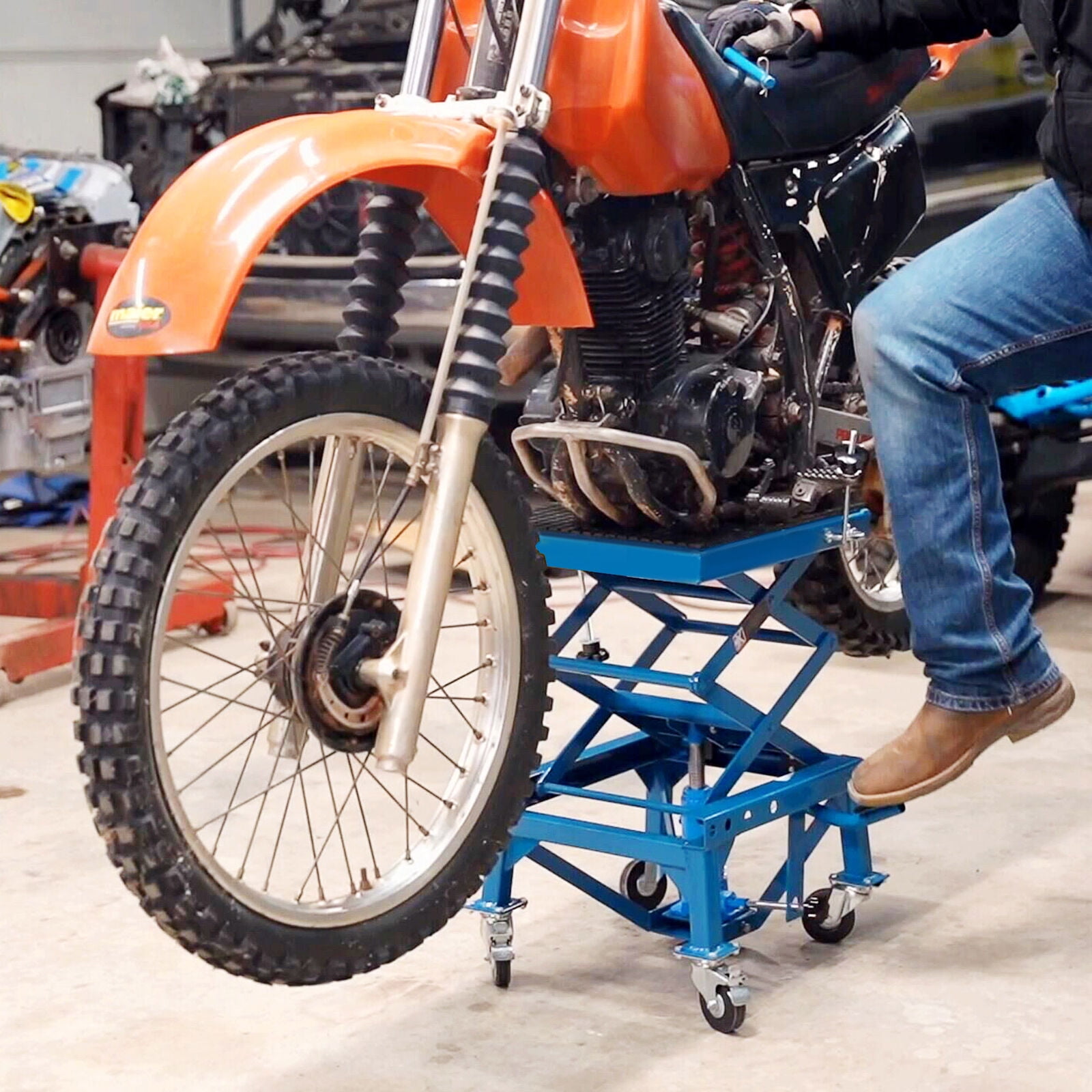 36” Steel Frame Handy Portable Hydraulic Foot Pump Motorcycle Scissor ...