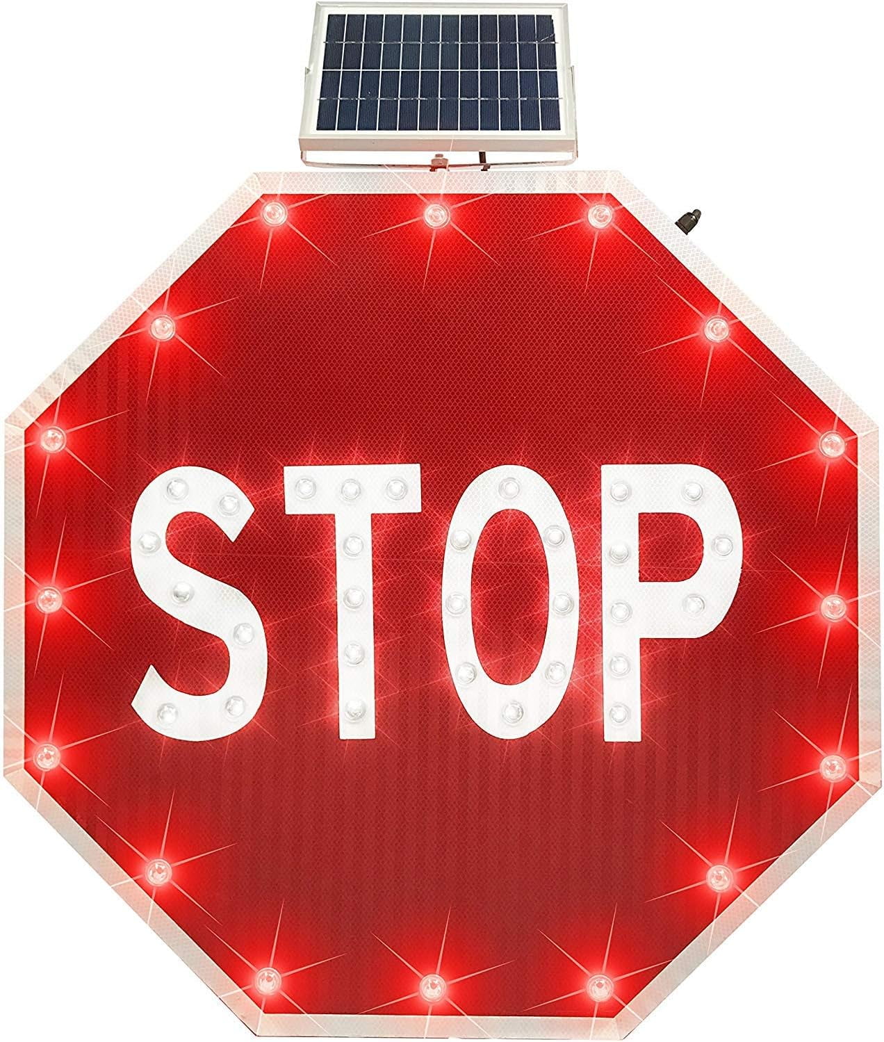 36'' Stop Sign, Solar Powered LED Blinking Reflective Street Traffic ...