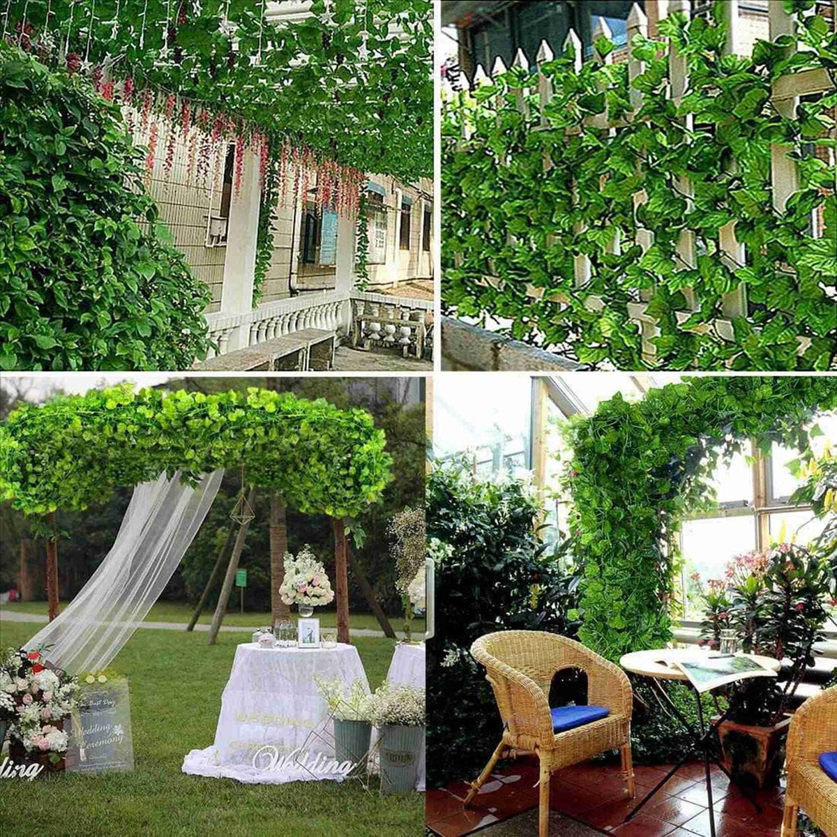 36 Strands Artificial Fake Grape Vines Ivy Leaves with 9 Strings Grapes ...