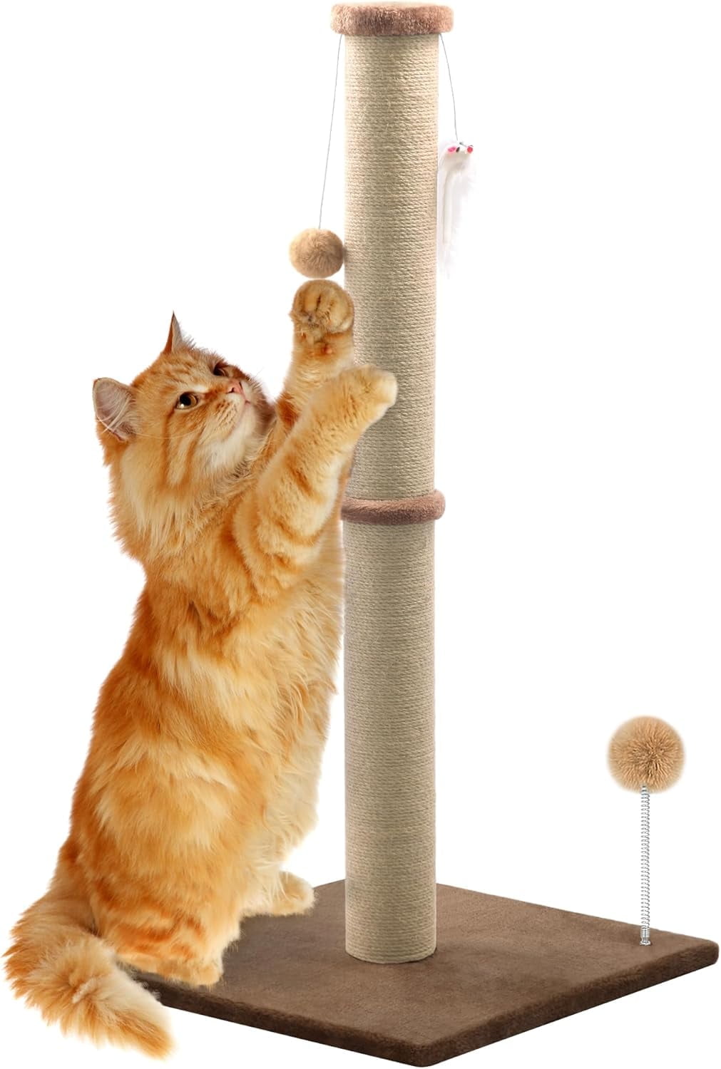 36'' Tall Cat Scratching Post, Large Sisal Scratch Post for Indoor Cats ...