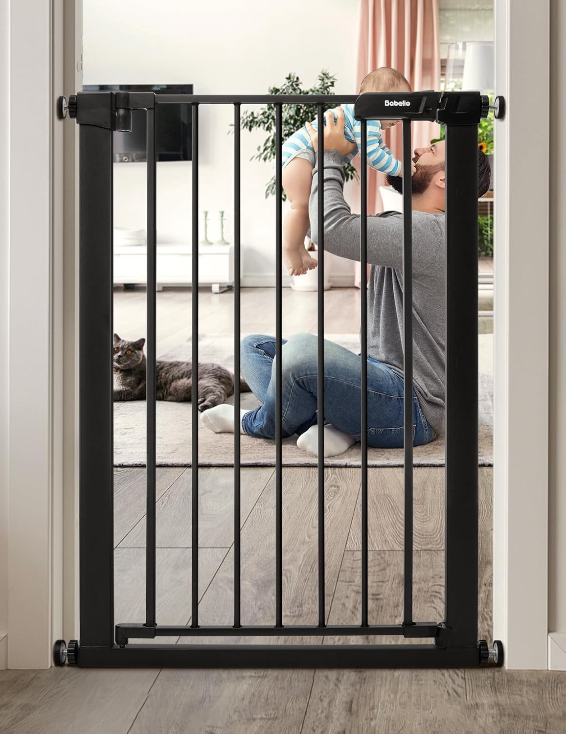 36" Tall Narrow Baby Gate, 27-29.5" Auto-Close Metal Pet Gate for Small ...