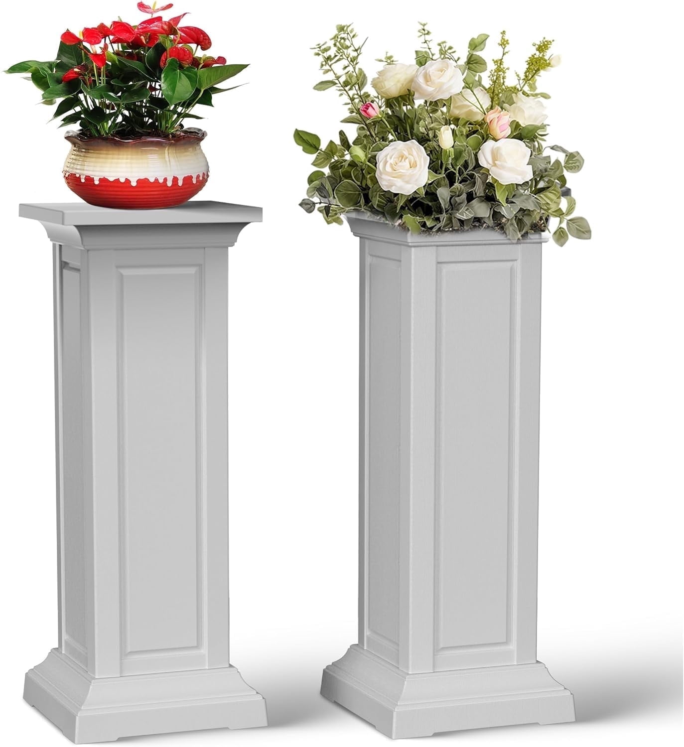 36in Resin Planter Set of 2 – Modern, Drainage, Ashen Gray,Crack ...