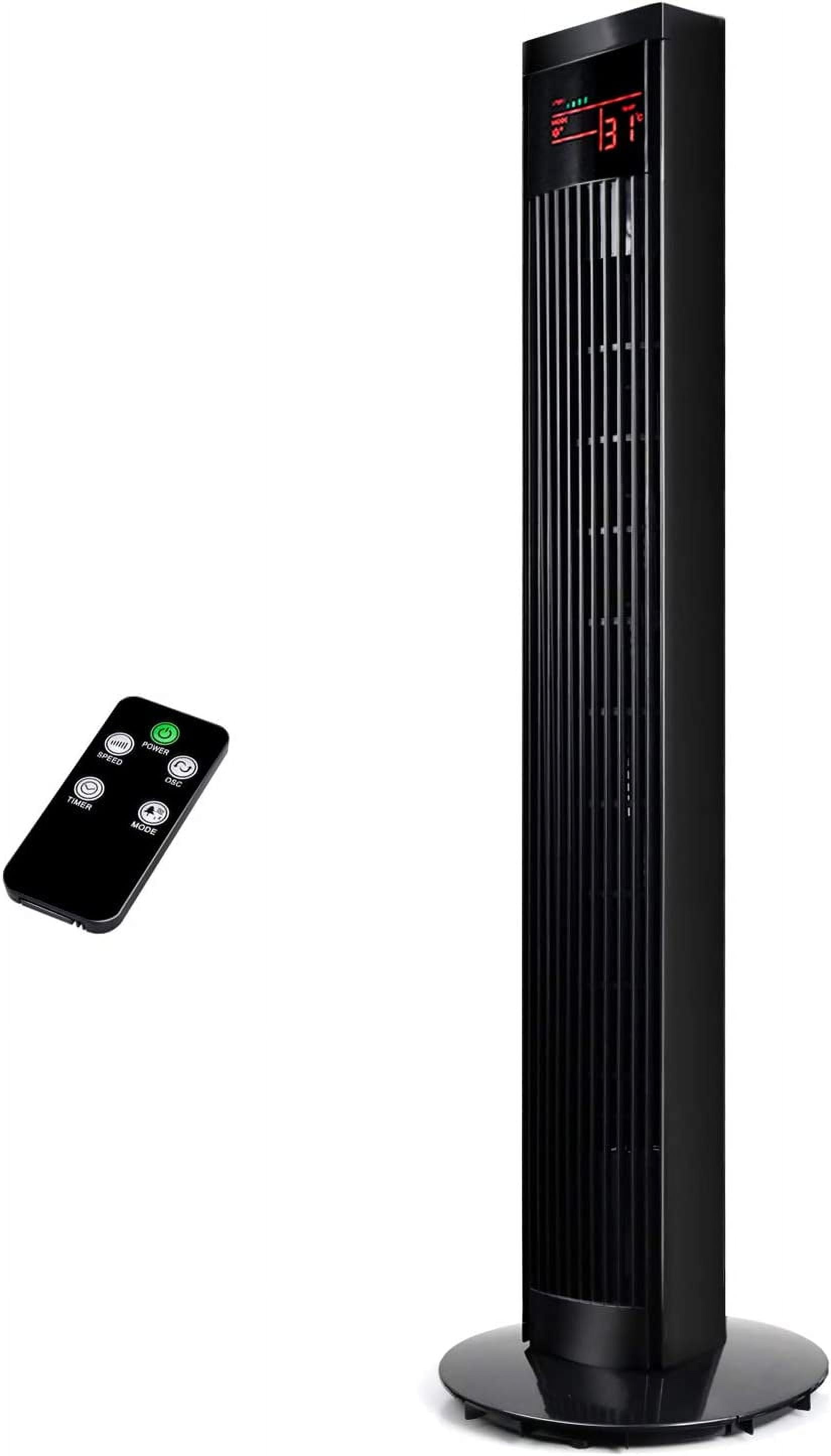36" Tower Fan with Remote, Oscillating Bladeless Standing Fan with LED ...