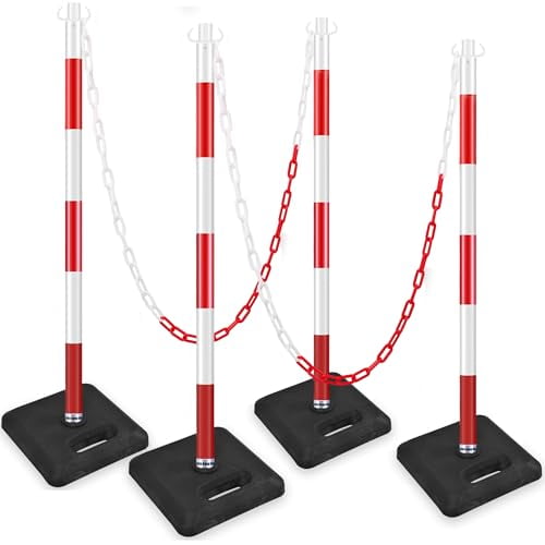 36” Traffic Delineator Posts-4 Pack,Plastic Stanchion Post Set Crowd ...