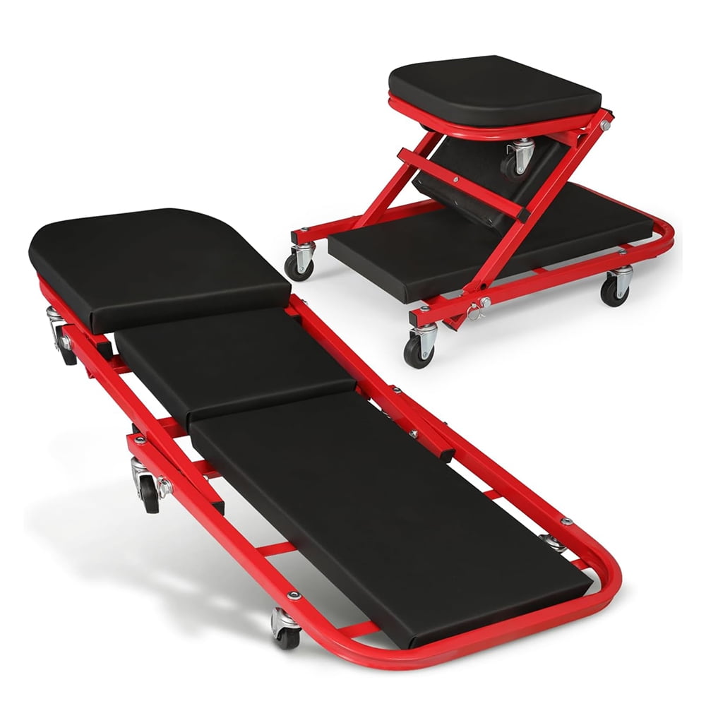 36" Triplex Folding Creeper, 2-in-1 Garage Folding Creeper and Seat ...