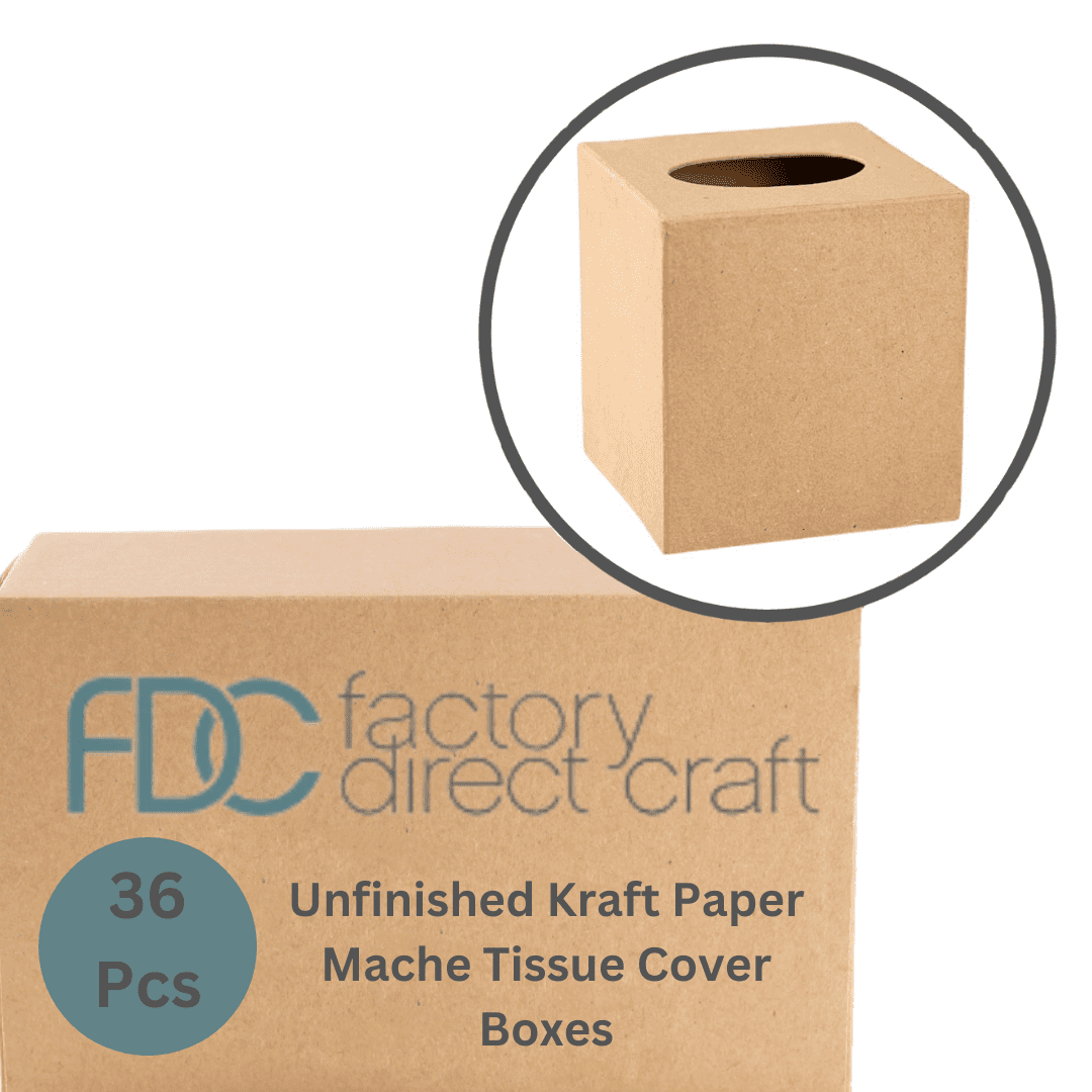 36 Unfinished Kraft Paper Mache Tissue Cover Boxes - Weddings and ...