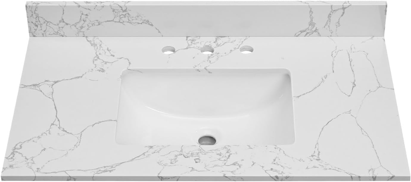 36" Vanity Sink Top, Universal Vanity Top with Middle Sink, Vanity ...