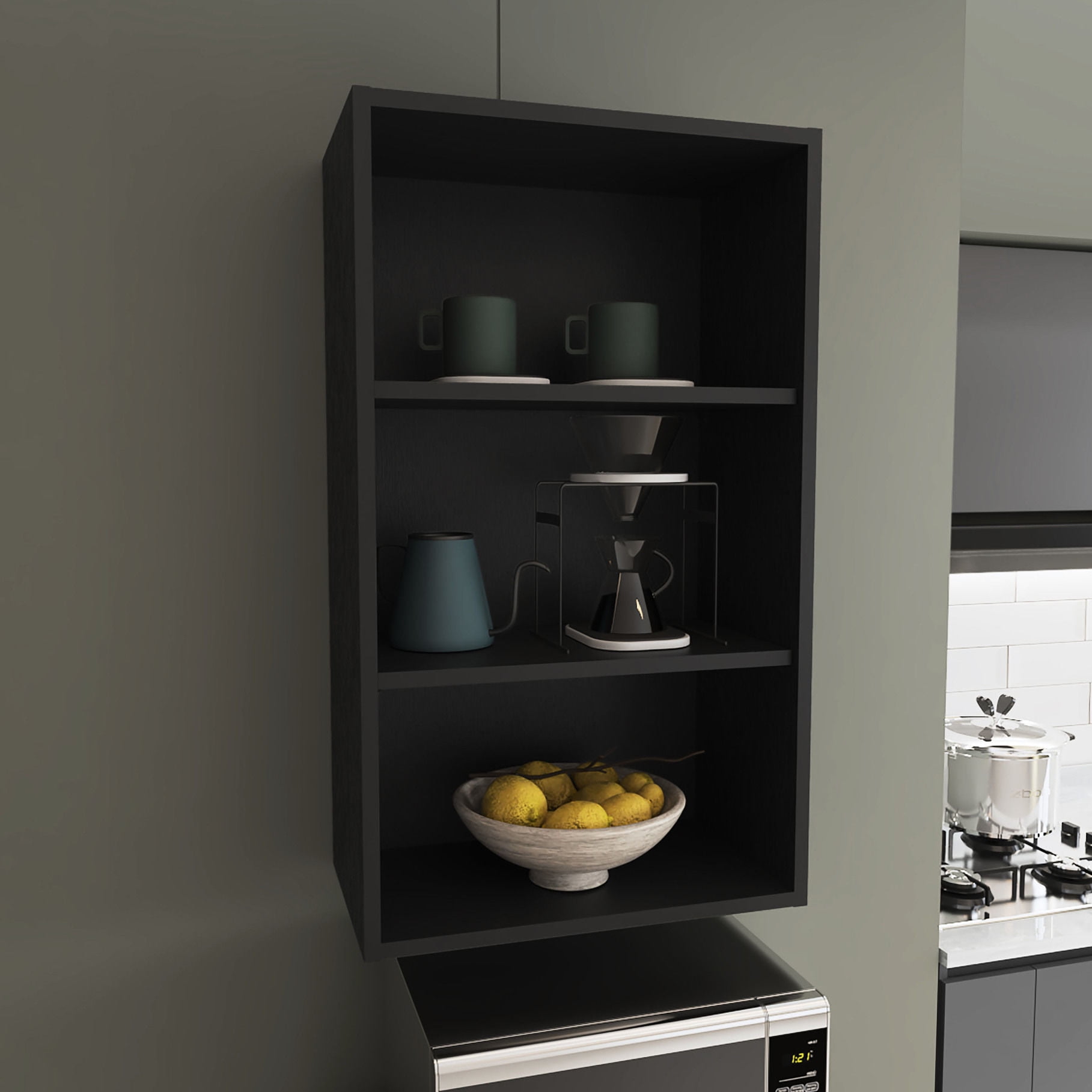 36" Vertical, Open 3-Shelf Wall Storage - Adds Elegance to Living ...