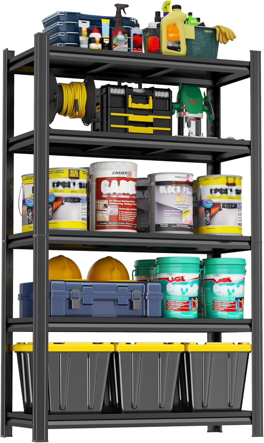 36" W Garage Shelves Heavy Duty, Adjustable 5 Tier Utility Shelf ...
