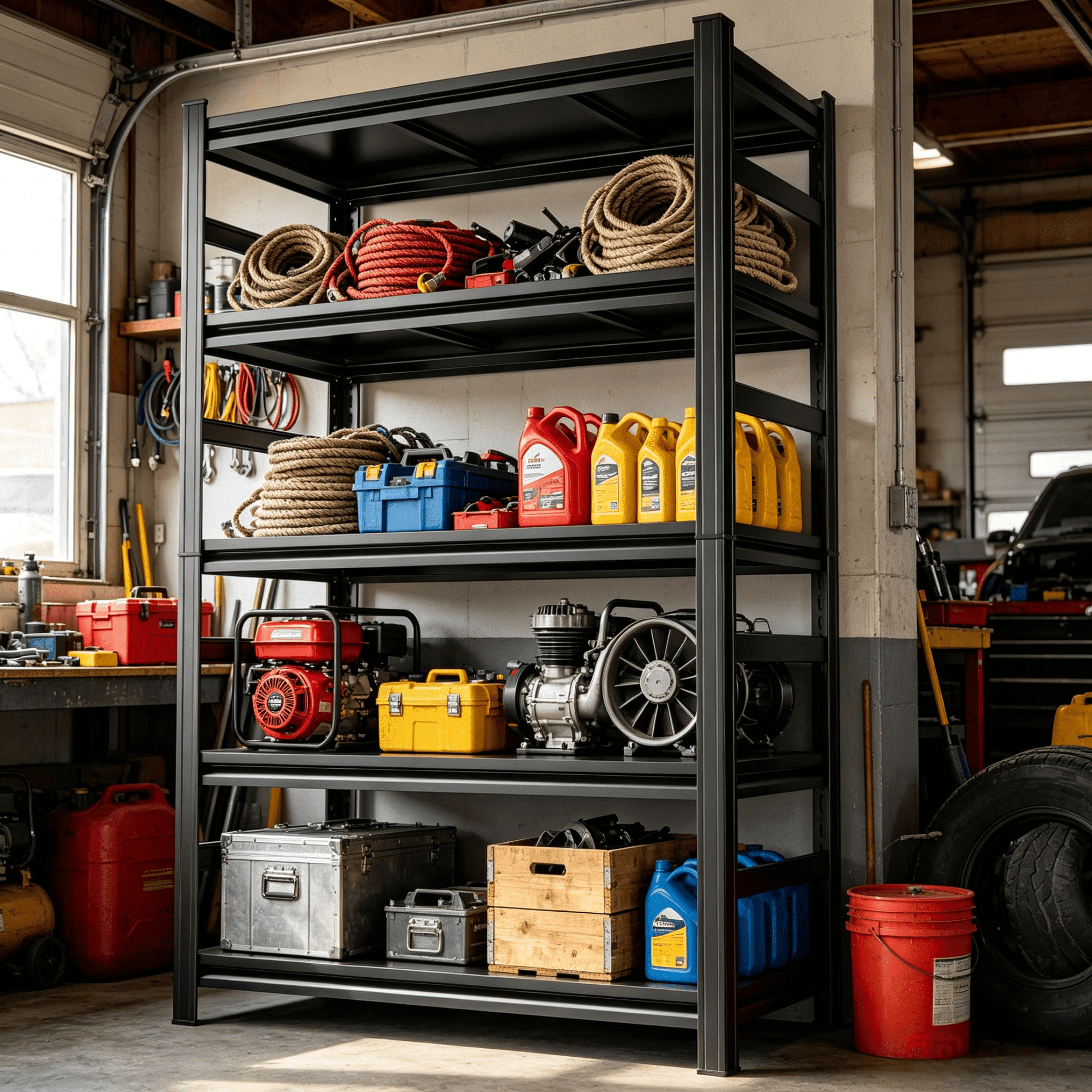 36"W Garage Shelving, 5-Tier Heavy Duty Adjustable Metal Rack, 3020LBS ...
