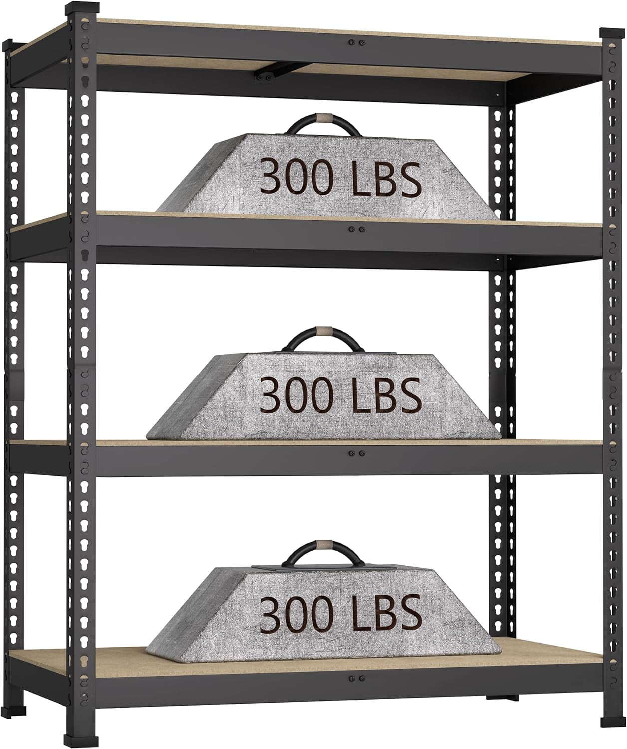 36" W x 16" D x 55" H Adjustable Garage Storage Shelves - 4-Shelf Heavy ...