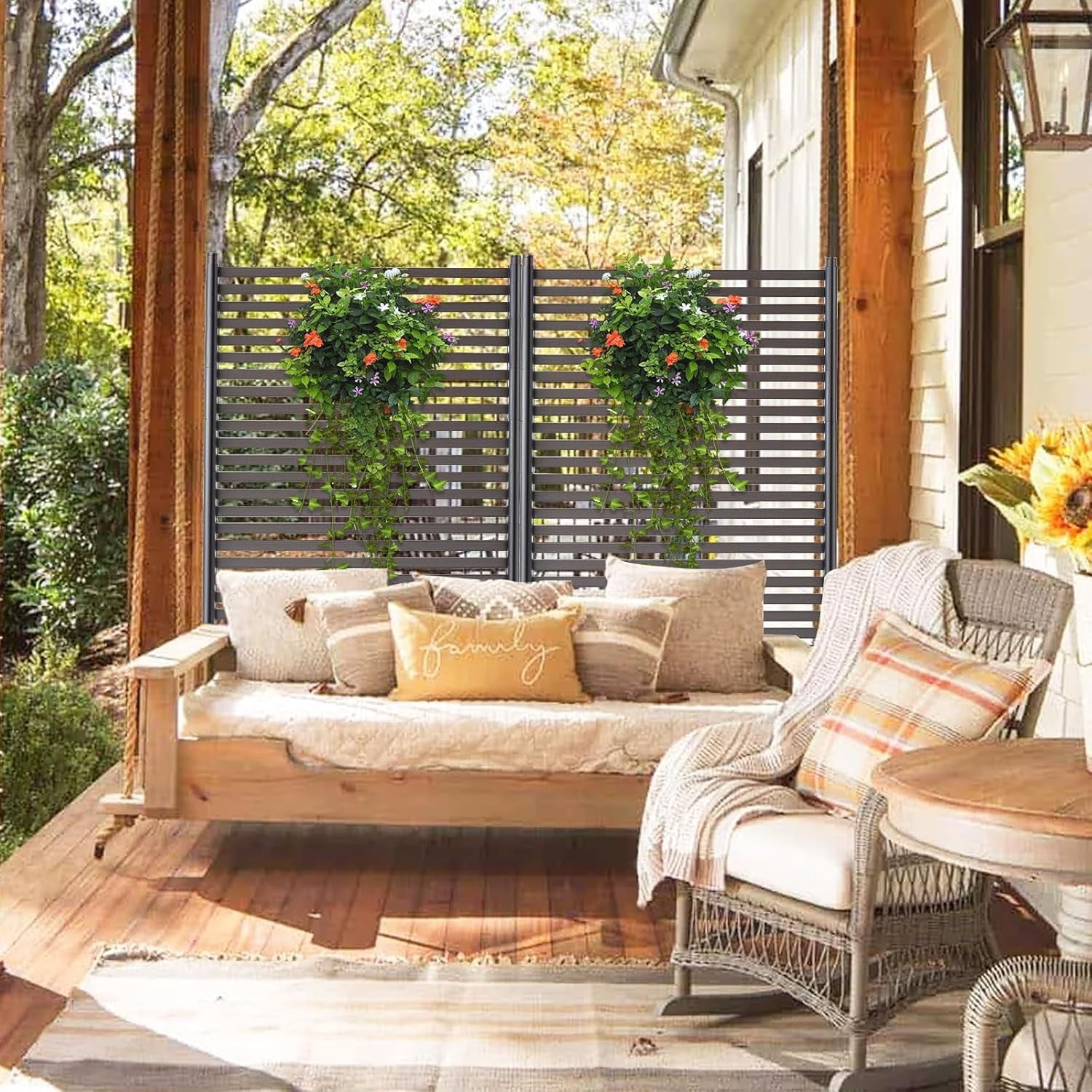 36"W x 60"H Outdoor Metal Privacy Screens Freestanding, PE Galvanised ...