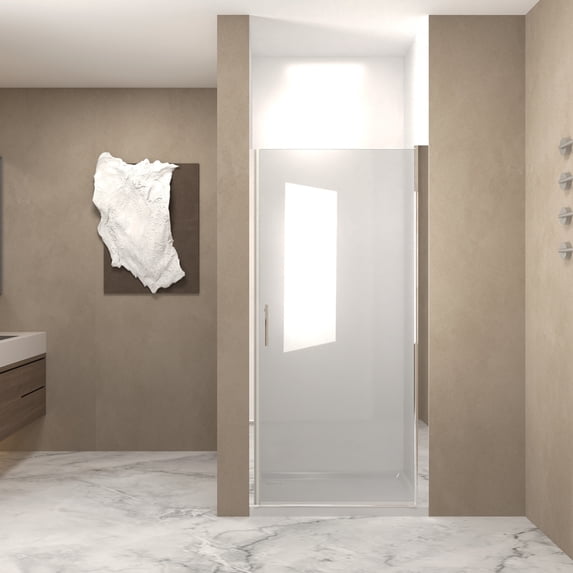 36"W x 72"H Half-Frame Pivot Shower Door, 1/4"(6mm) Tempered Glass w ...