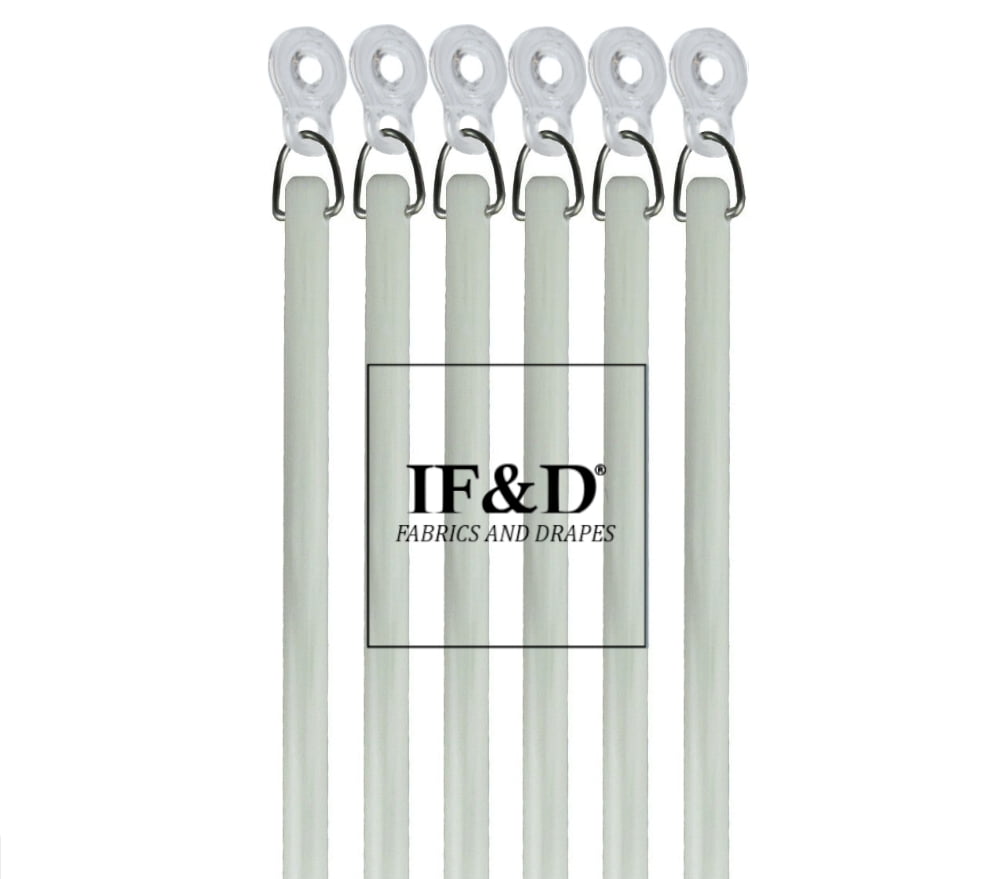 36" White 6 Pack Fiberglass Drapery Curtain Pull Wands with Plastic ...