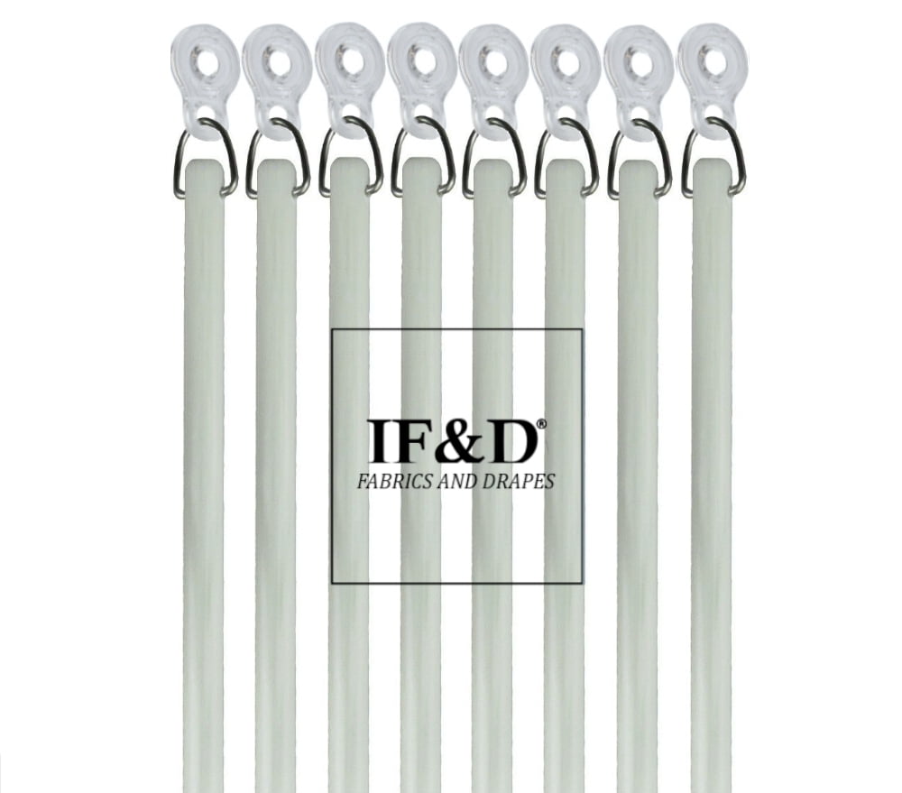 36" White 8 Pack Fiberglass Drapery Curtain Pull Wands with Plastic ...