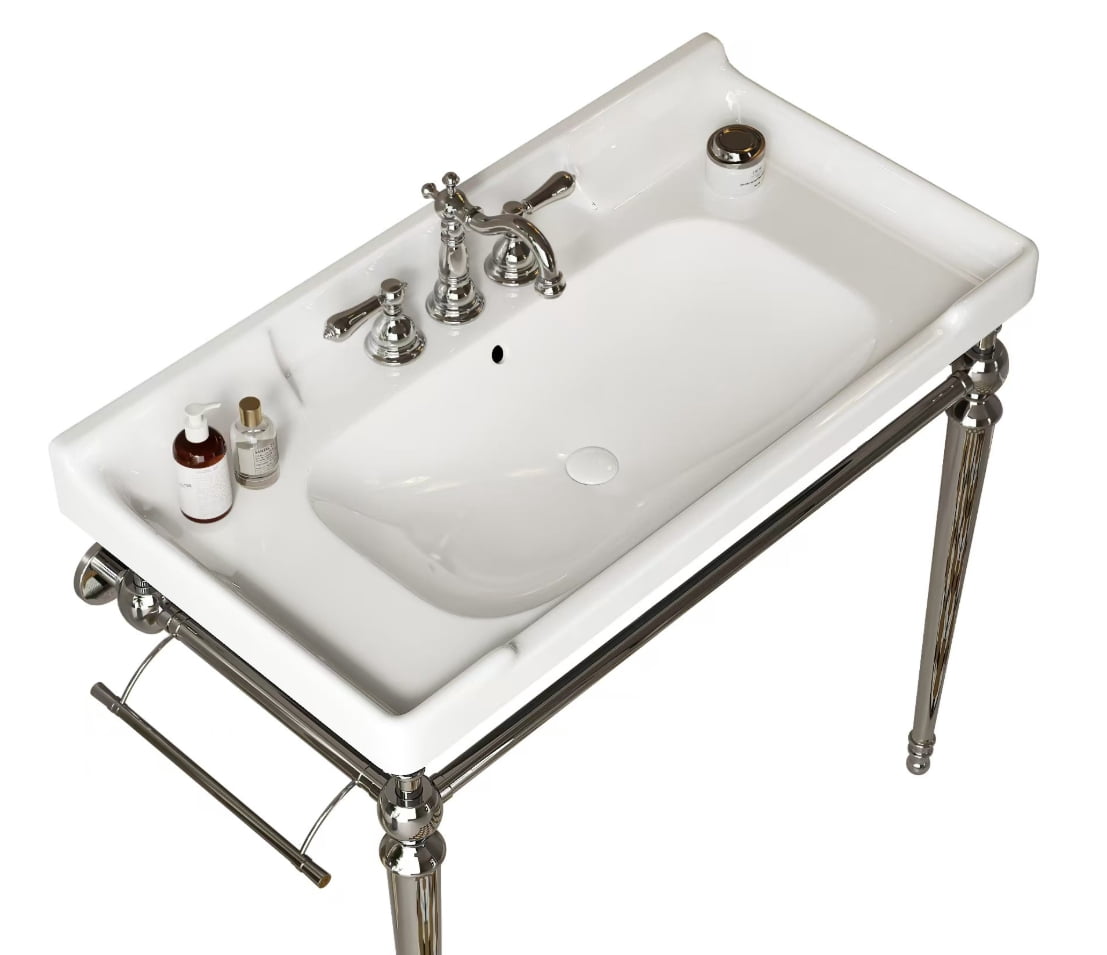 36" White Bathroom Basin Ceramic with 3 pre-drilled hole, NO Cabinet ...