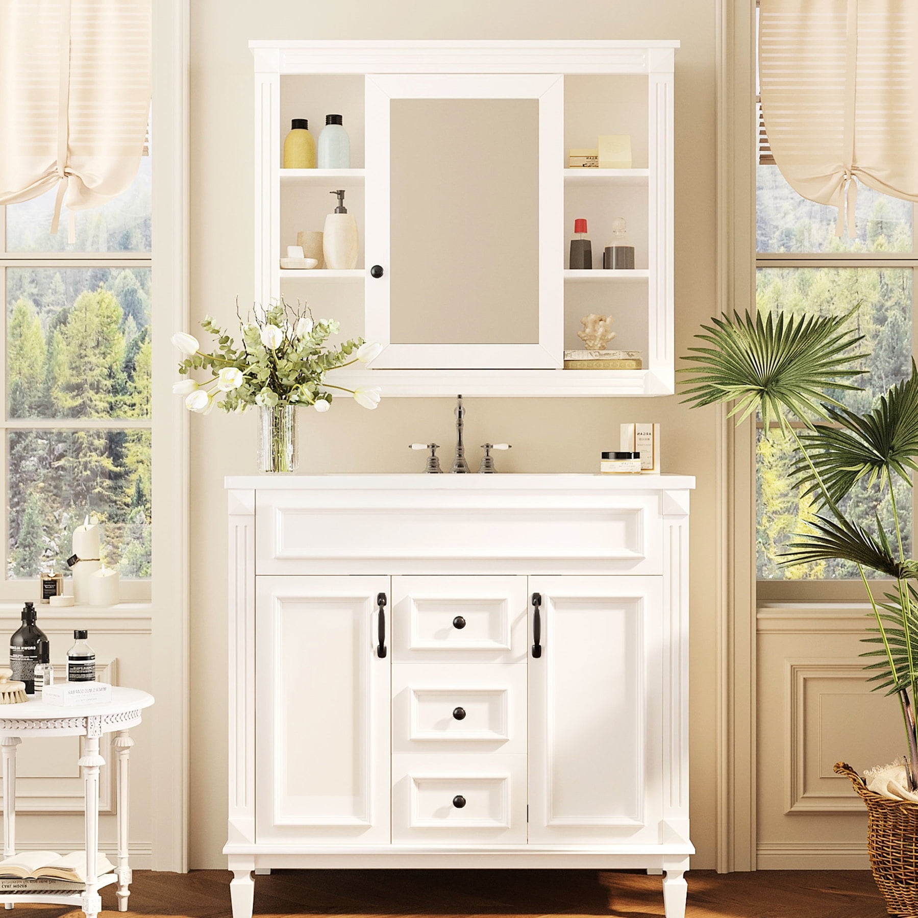 36'' White Modern Vanity - Mirror Cabinet for Unity - Bathroom - Create ...