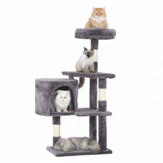 36" Winter Indoor Cat Tree for Kittens, Multi - Level Plush Tower with ...