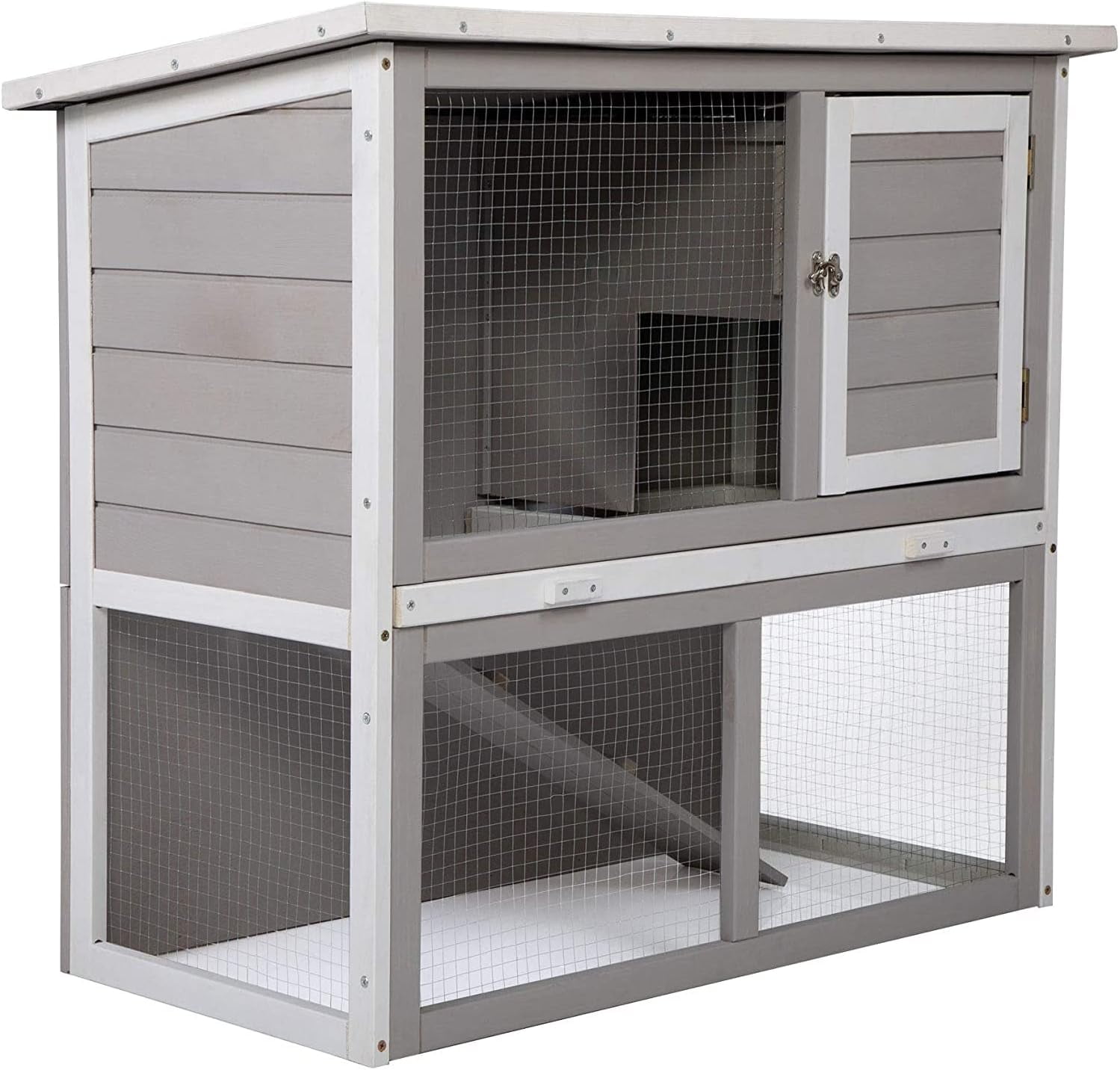 36'' Wooden Rabbit Hutch Indoor Outdoor Small Animal House Pet Cage ...