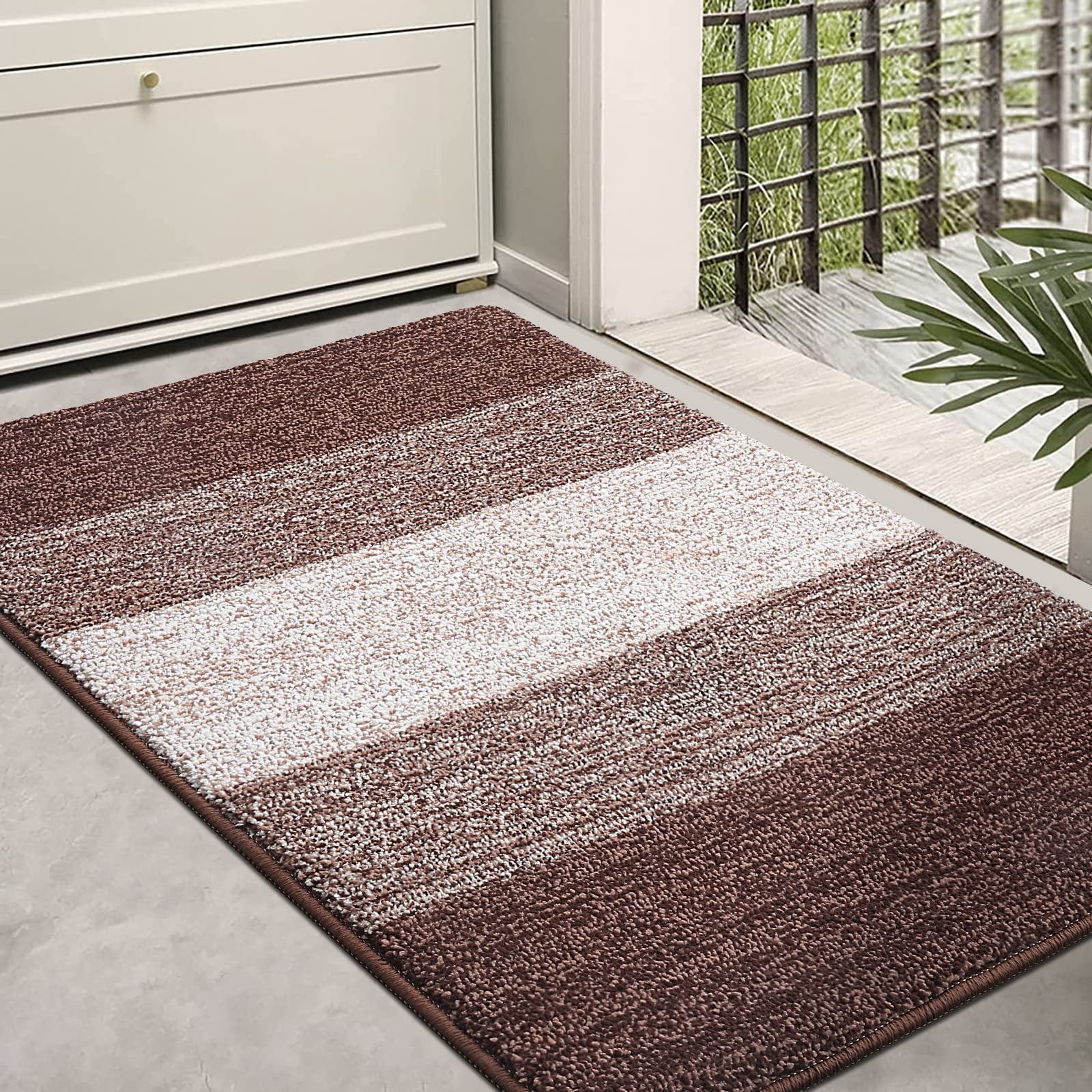 36'' X 24'' Brown Striped Indoor Outdoor Floor Doormat - Walmart.com