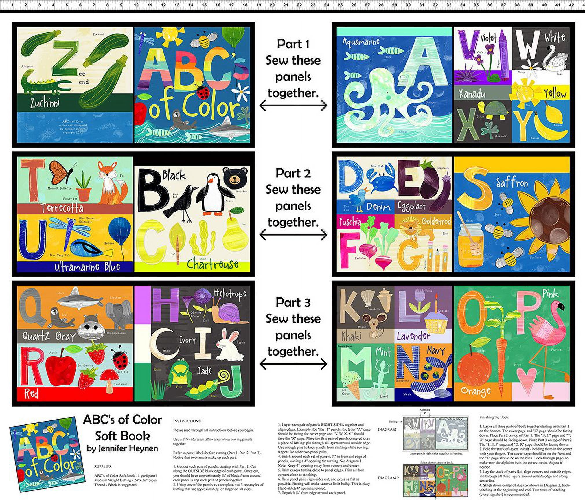 36" X 44" Panel ABC's of Color Children's Book Panel Alphabet Kids ...