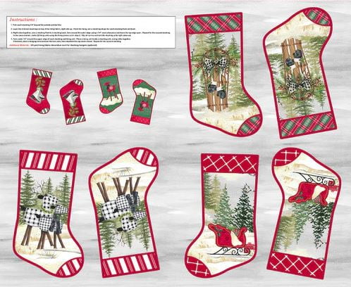 36" X 44" Panel Christmas Stocking Panel It's Christmas Time Holidays ...